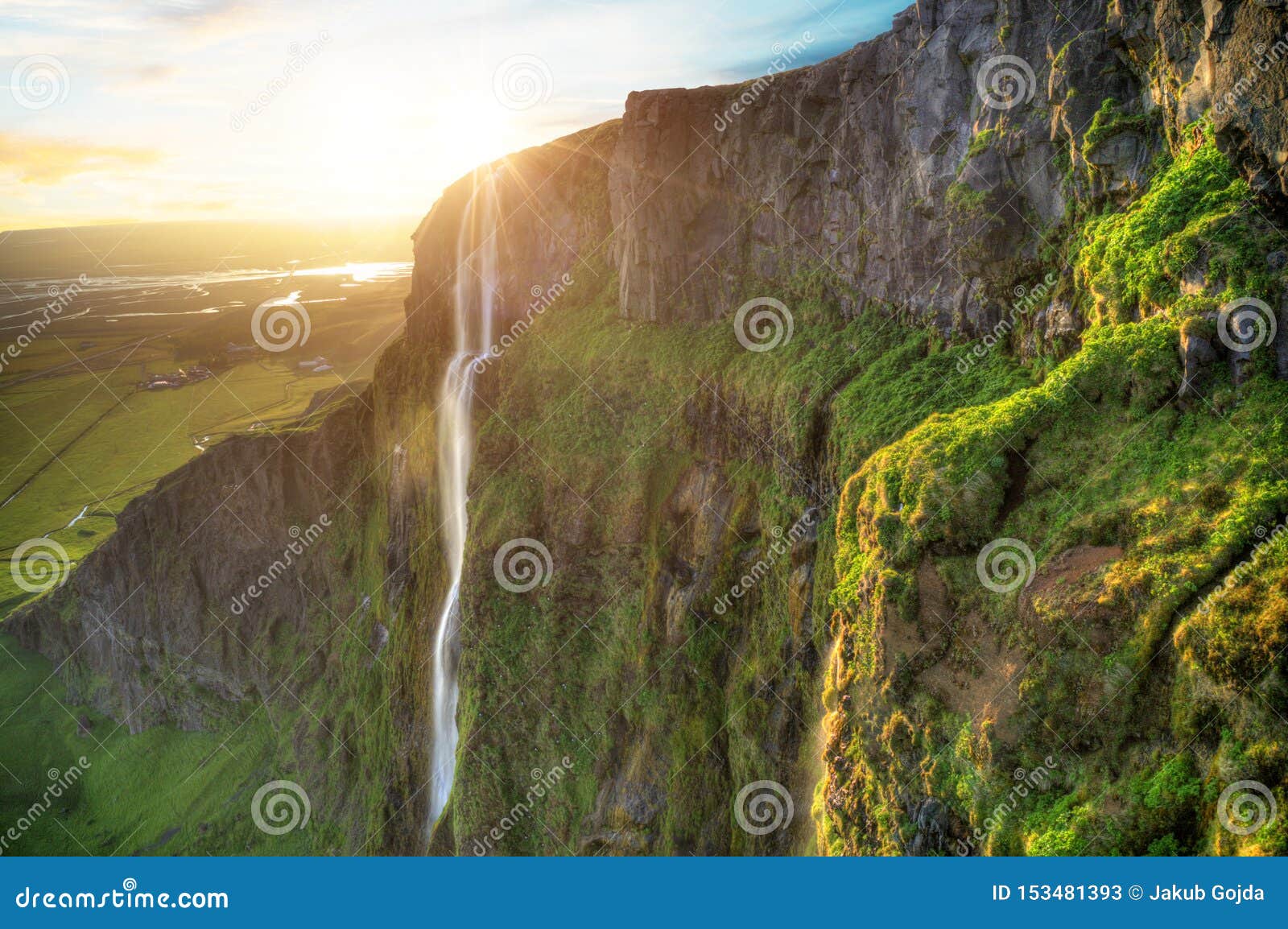 Dramatic Top View of Waterfall Peak, Iceland Stock Image - Image of ...