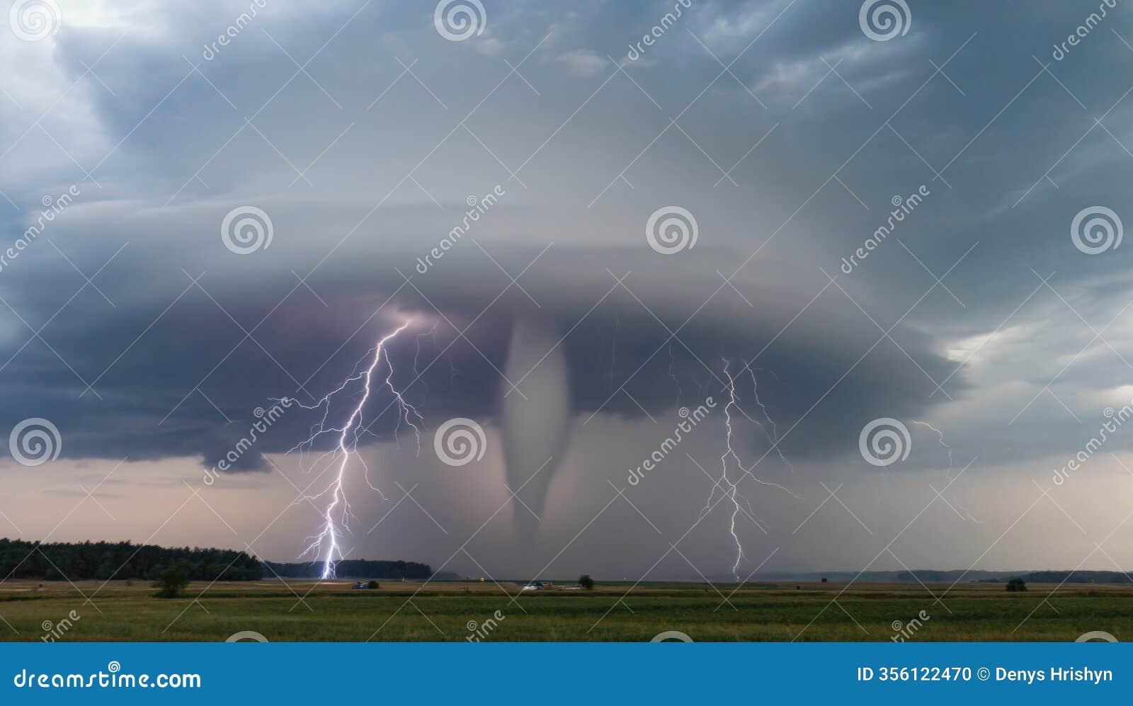 Dramatic Tornado Touches Down Under Stormy Skies with Lightning Strikes ...