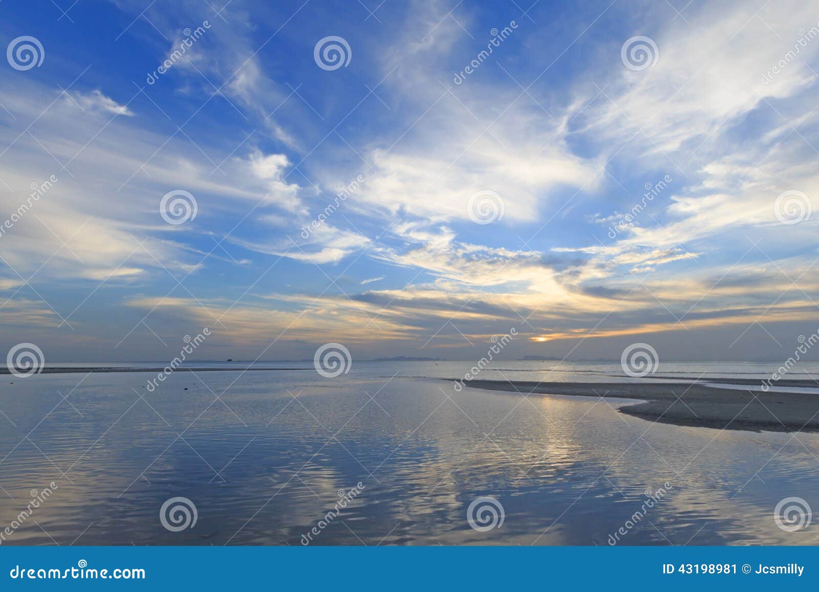 Dramatic Tropical Beach Sunset and Blue Sea Sky Stock Image - Image of ...
