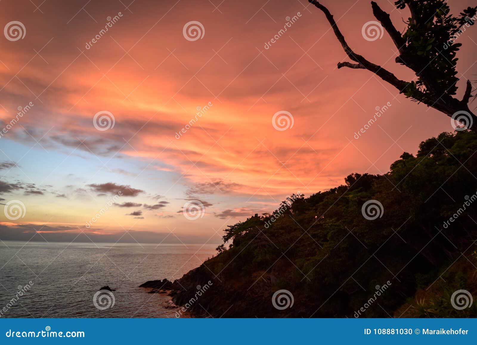 Dramatic Sunset Over the Ocean at Cliffs Stock Photo - Image of island ...