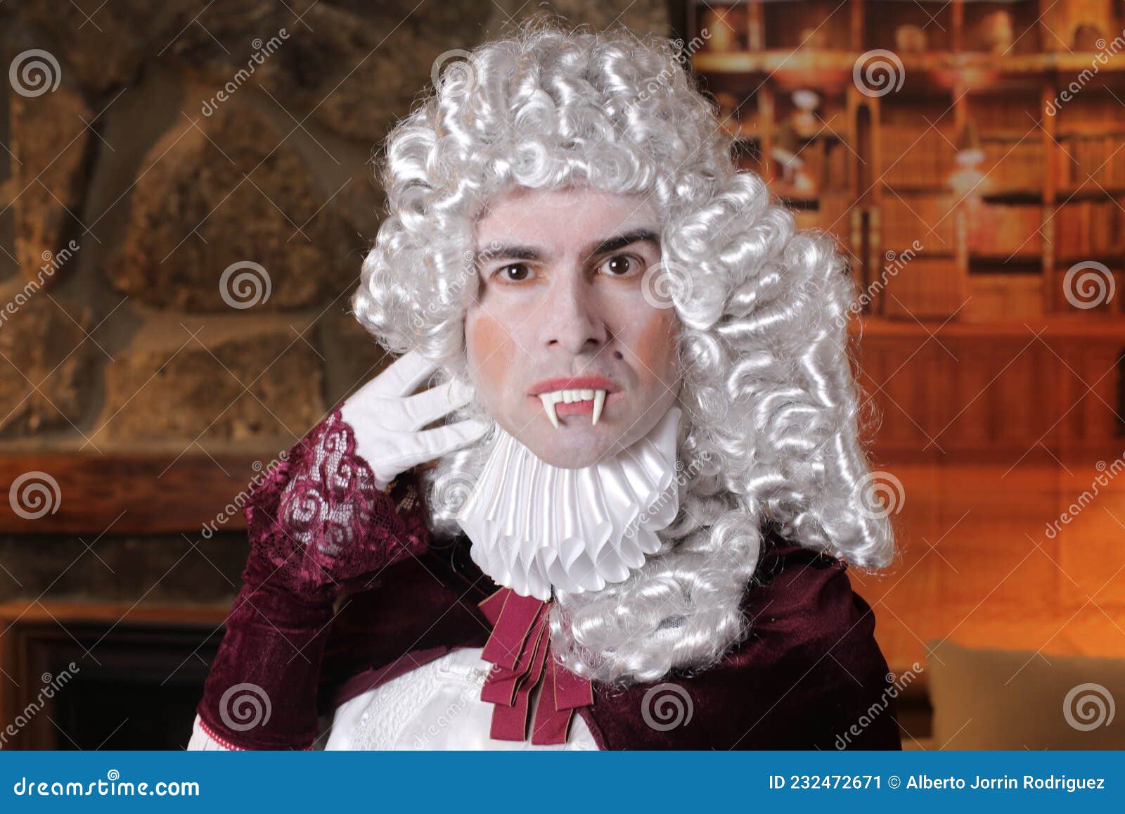 Dramatic Vampire in Vintage Costume Stock Image - Image of bloodthirsty ...