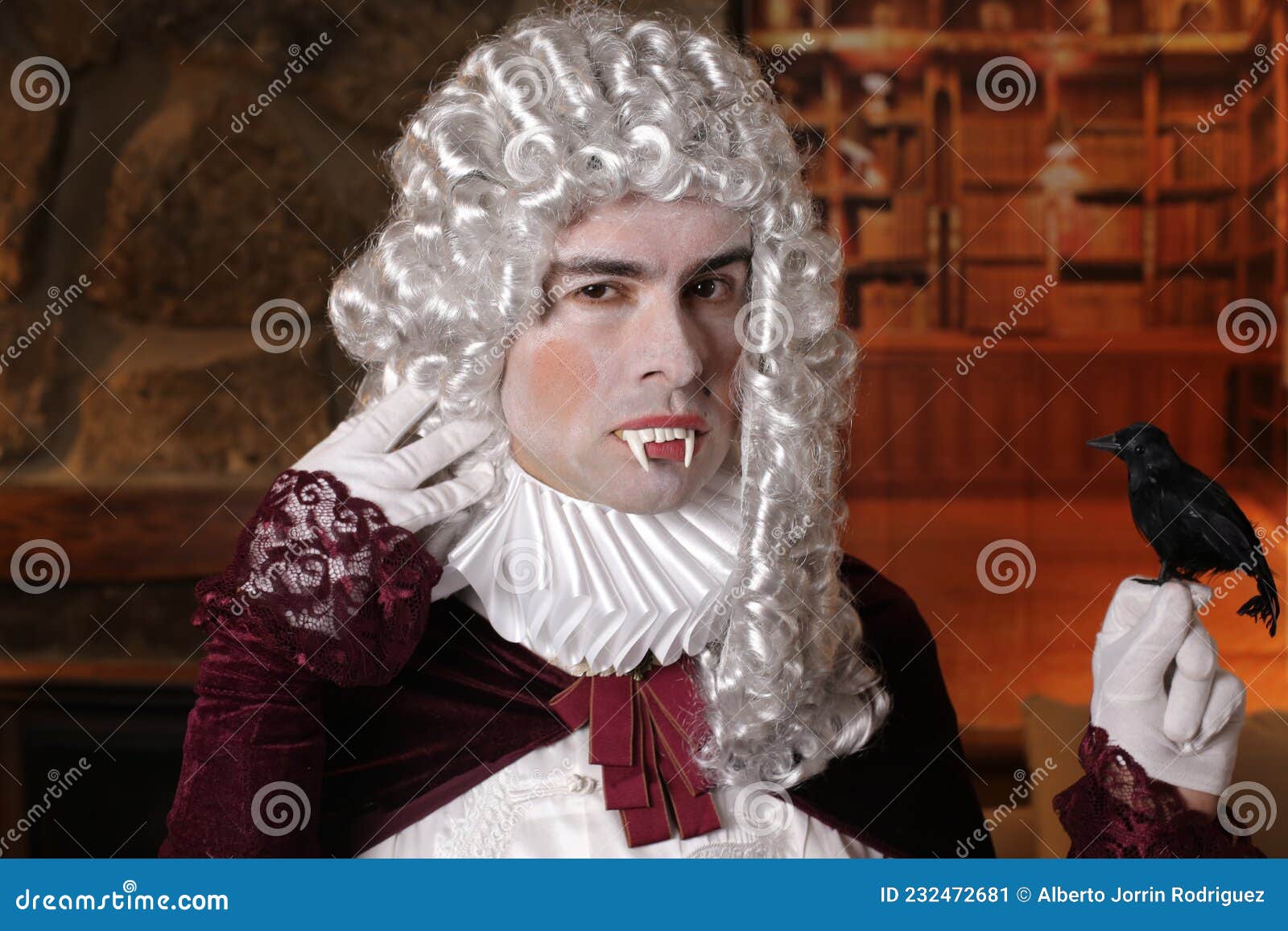 Dramatic Vampire in Vintage Costume Stock Image - Image of aggressive ...