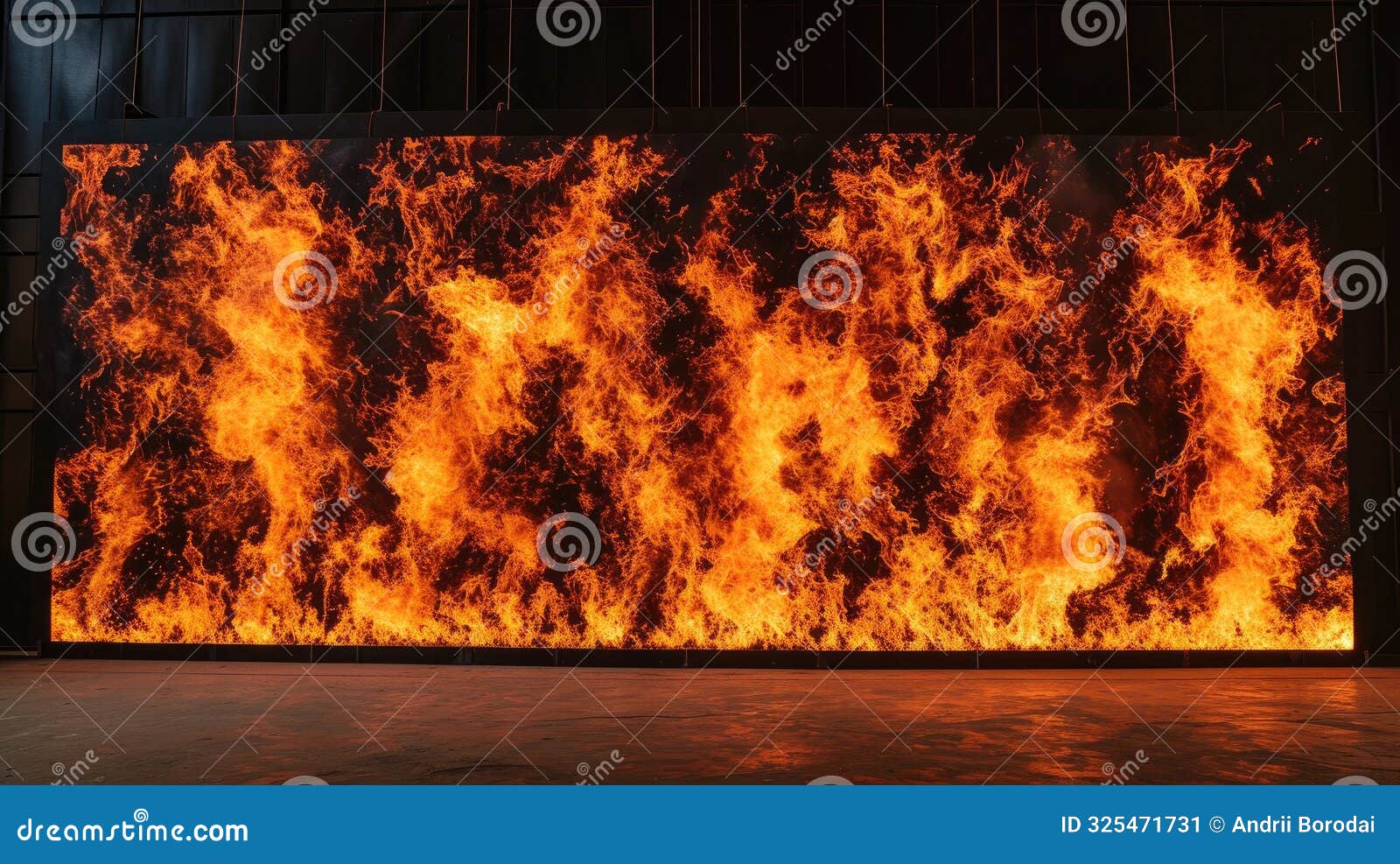 Dramatic Vertical Fire Wall Concept. Stock Illustration - Illustration ...