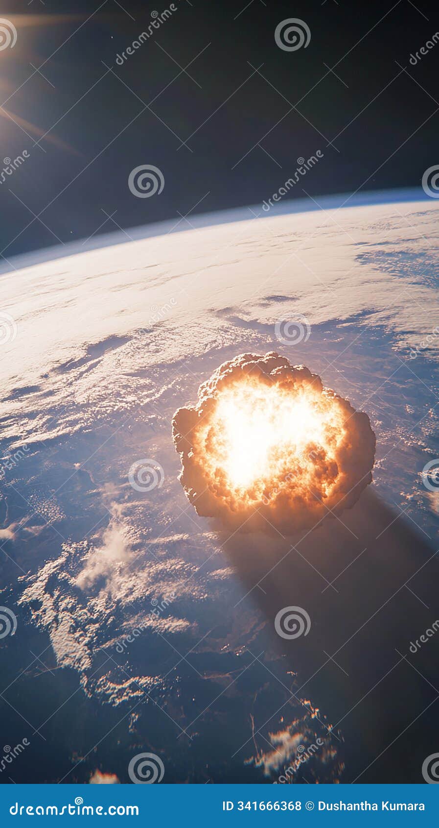Atomic Explosion from Space with Earth in the Background Stock ...