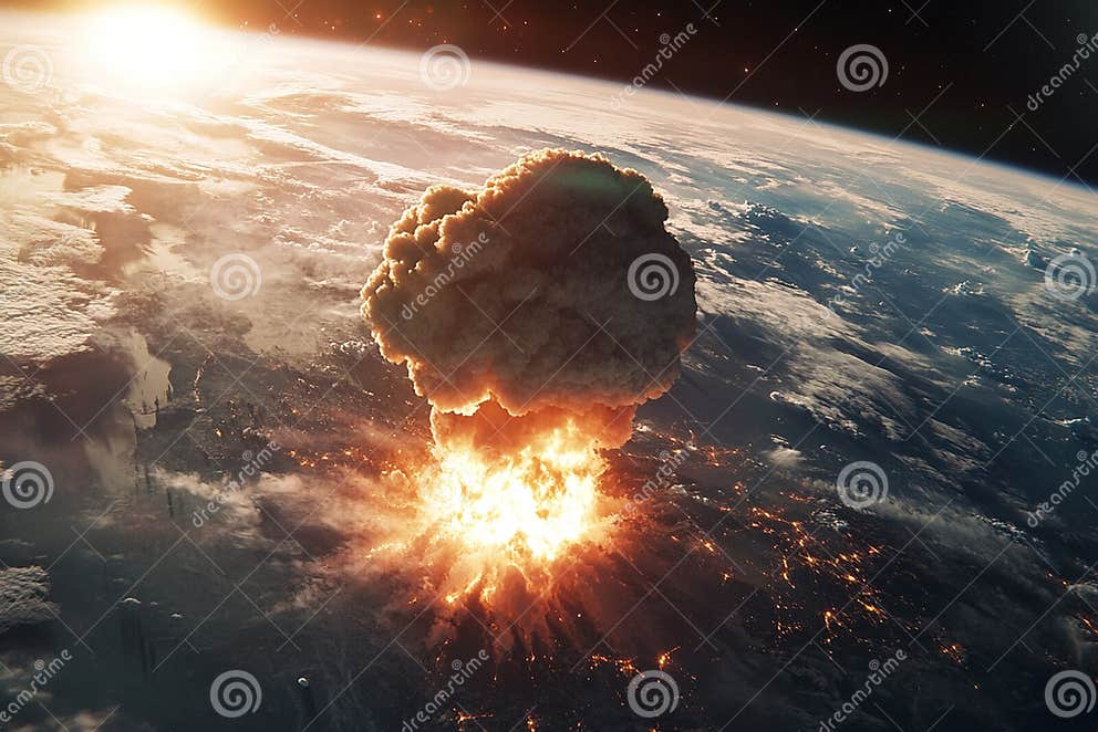 Atomic Explosion from Space with Earth in the Background Stock ...