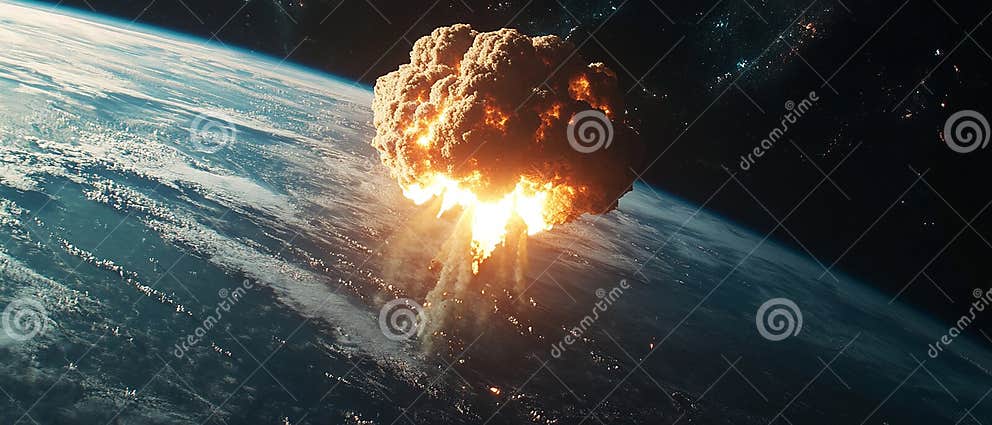 Atomic Explosion from Space with Earth in the Background Stock ...