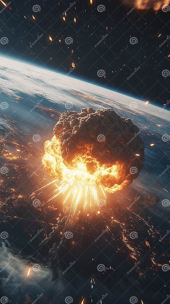 Atomic Explosion from Space with Earth in the Background Stock ...