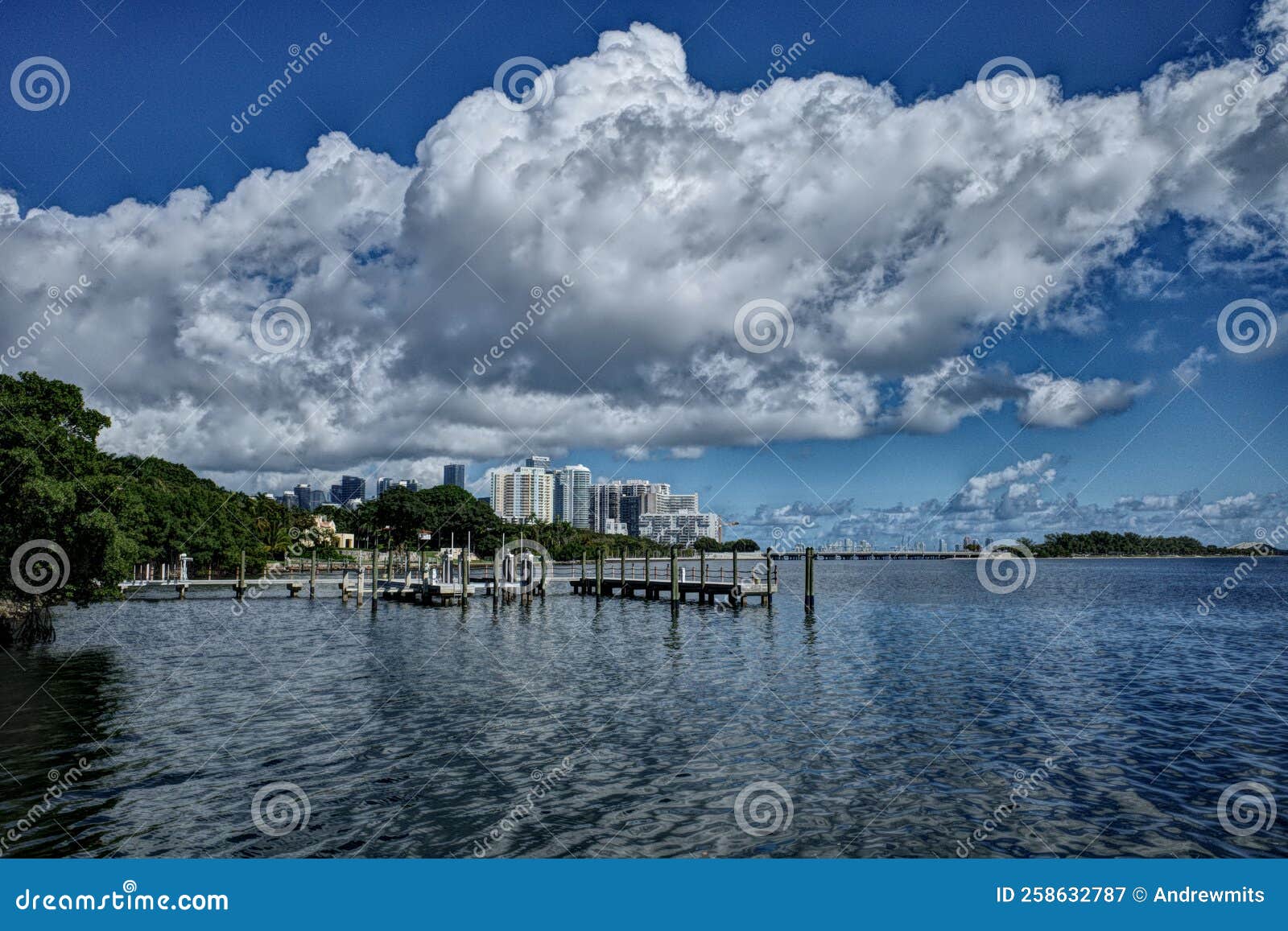 Dramatic View of Biscayne Bay with Miami in the Background Stock Image ...