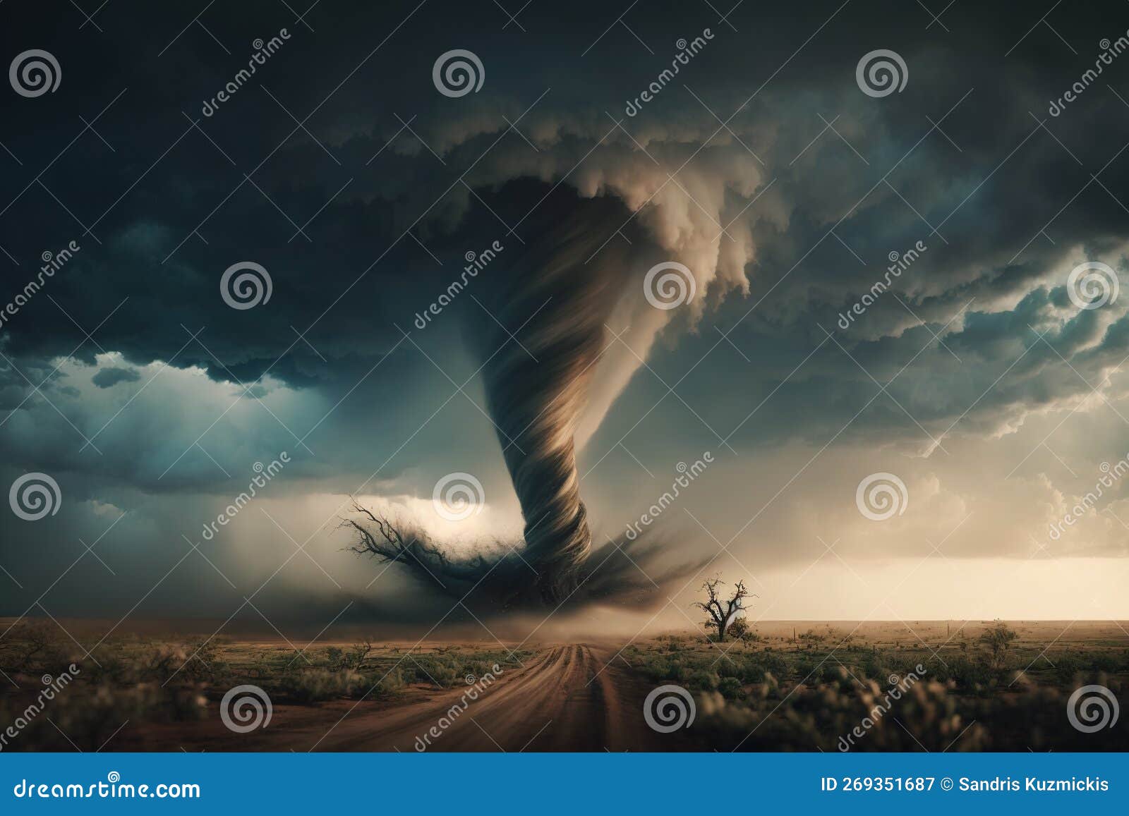 Dramatic View of Coming Tornado. Generative AI Stock Illustration ...