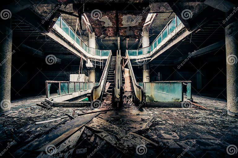 Dramatic View of Damaged and Abandoned Building Stock Photo - Image of ...