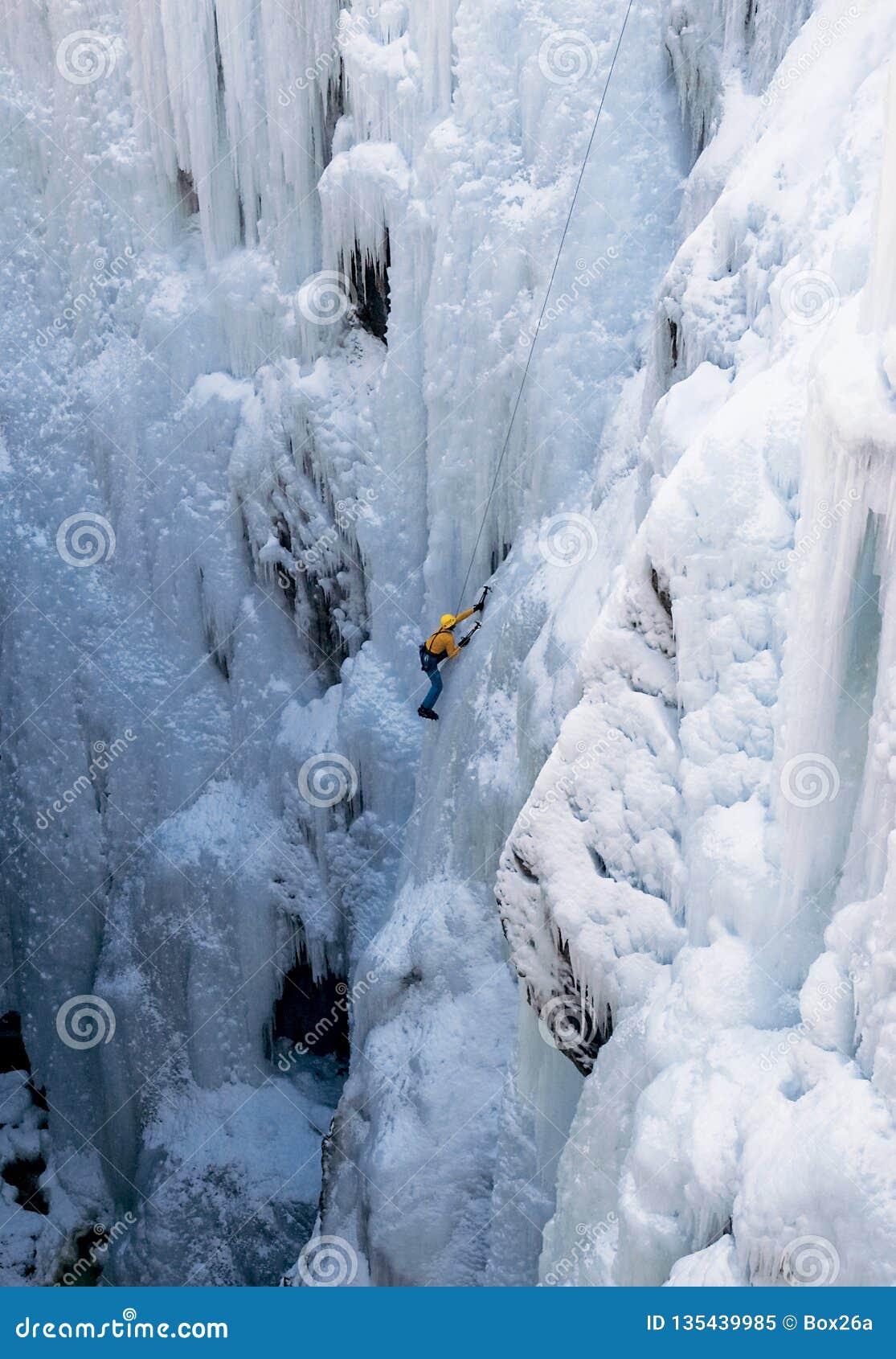 Mountain Climber on Icy Cliff Editorial Image - Image of freezing ...