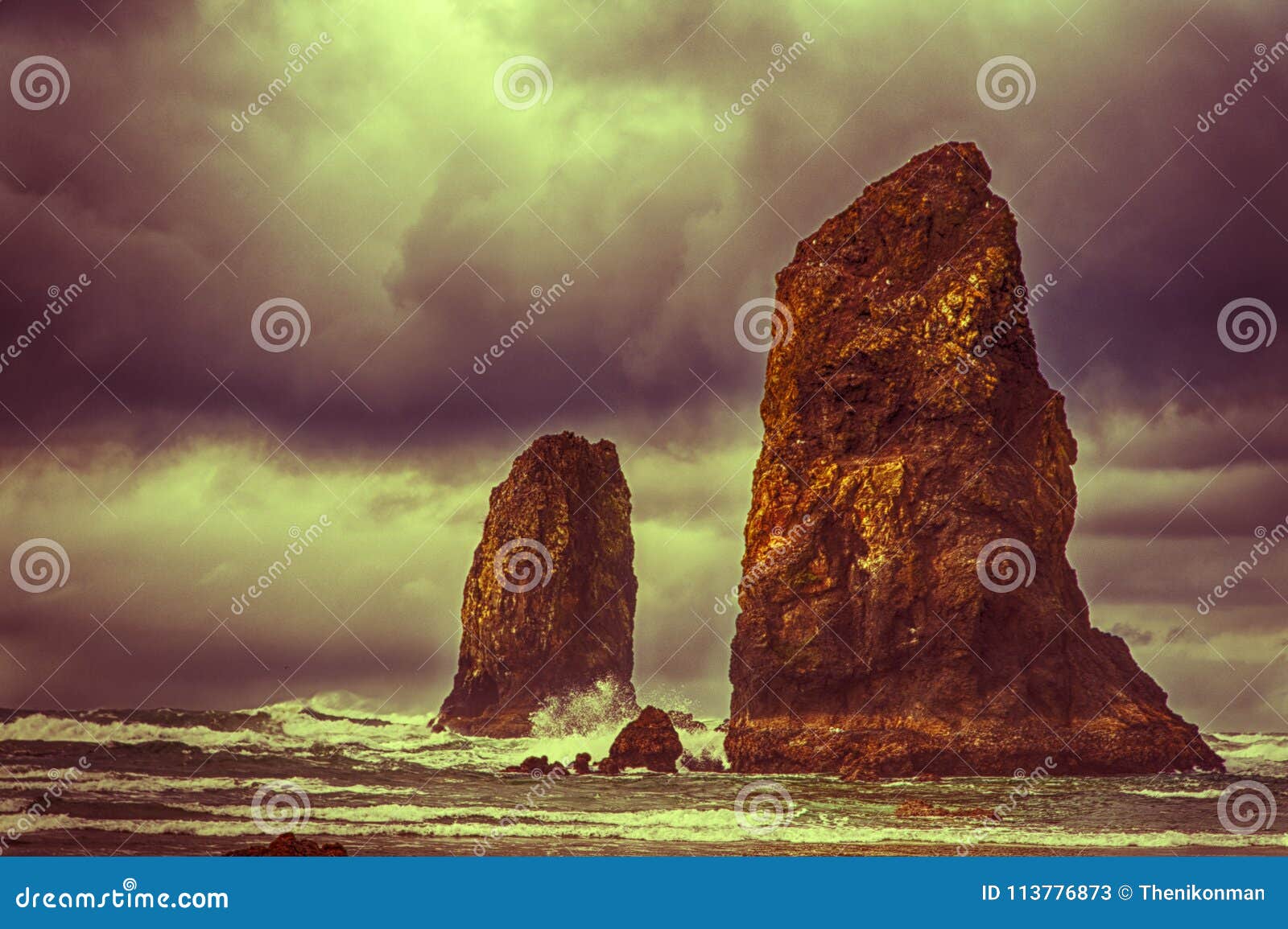 Storm Brewing at Needle Rocks Stock Image - Image of northwest, cannon ...