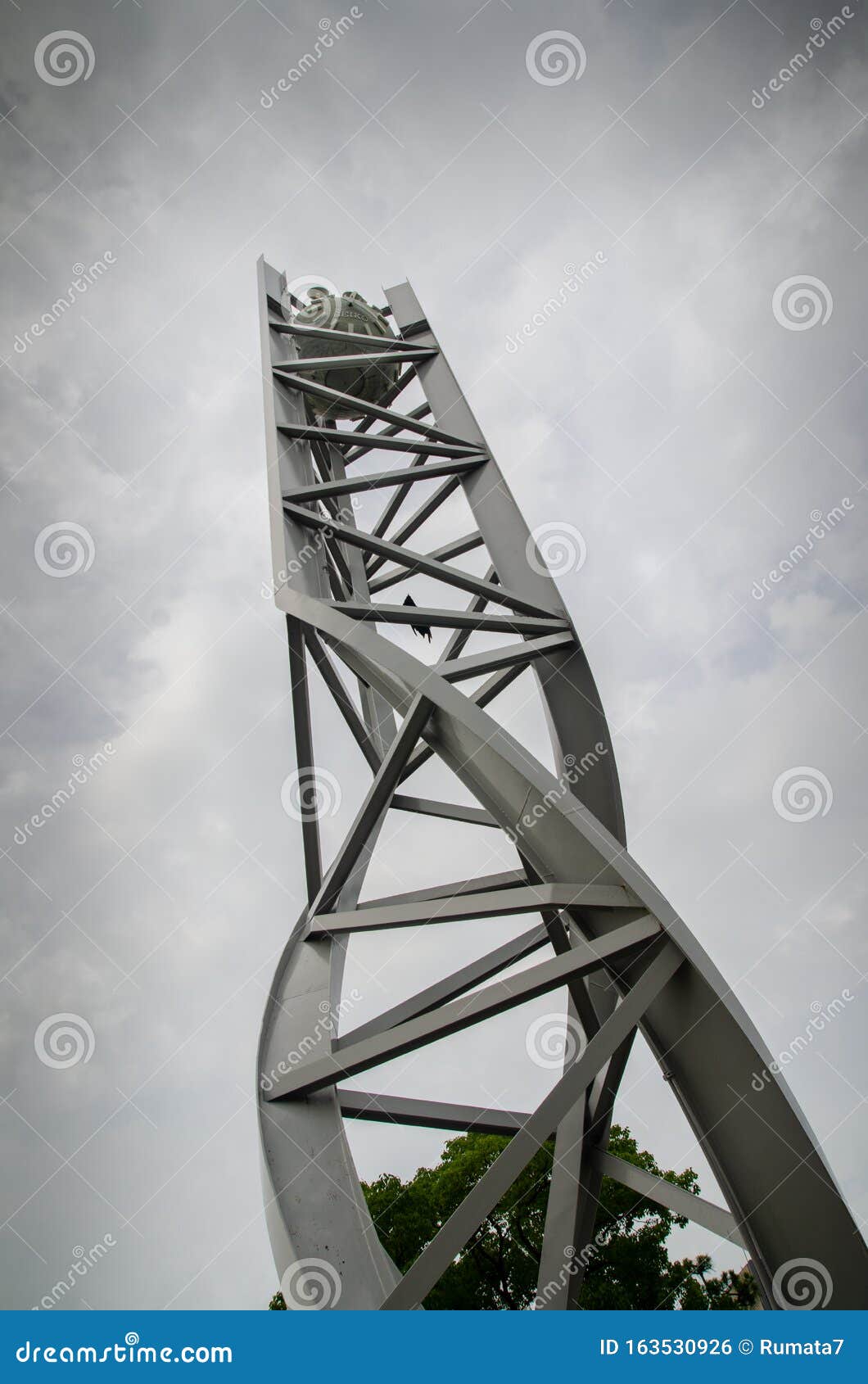 Dramatic View on Peace Clock Tower Inside Hiroshima Peace Memorial Park ...