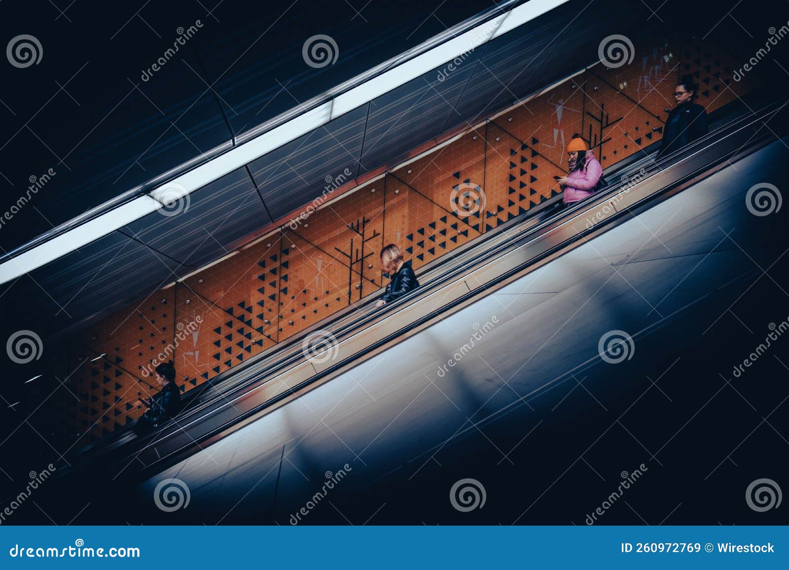 Dramatic View of the People on the Moving Staircase in the Kalvin Ter ...