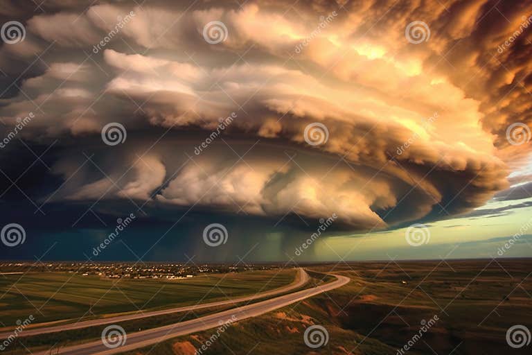 Dramatic View of a Rotating Supercell Storm Stock Photo - Image of ...