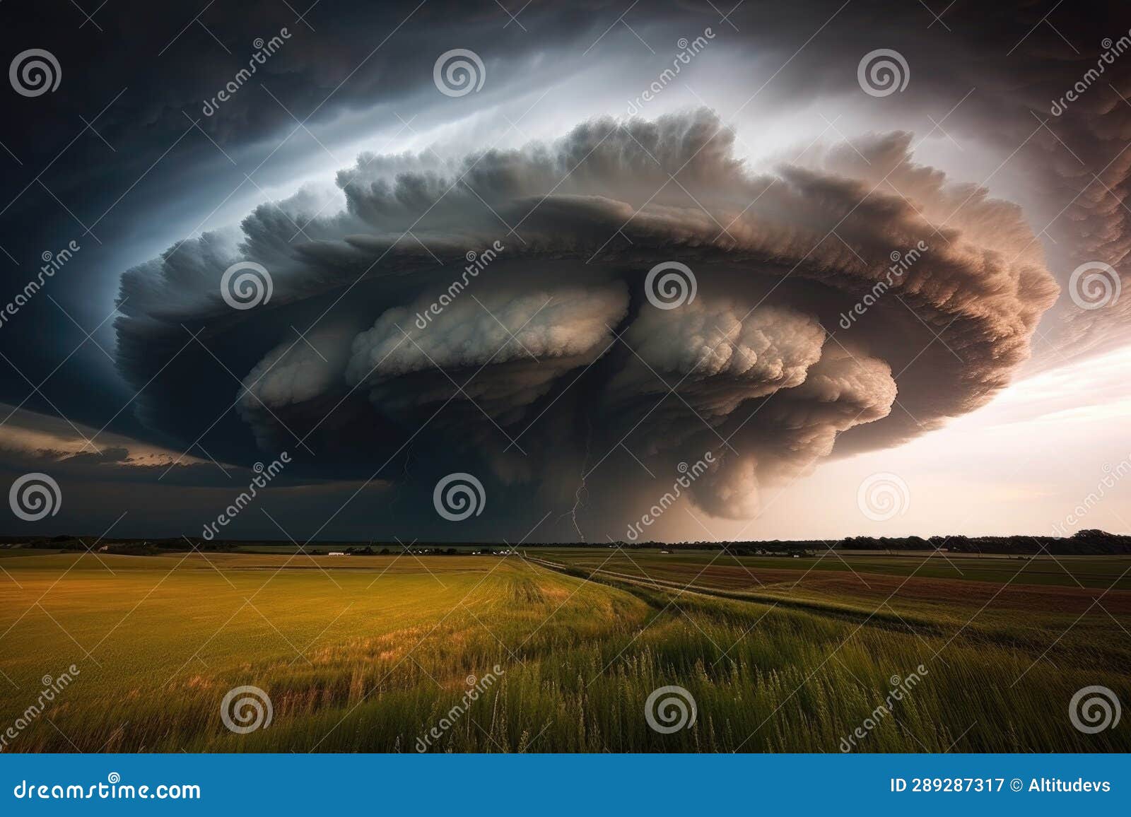Dramatic View of a Rotating Supercell Storm Stock Illustration ...
