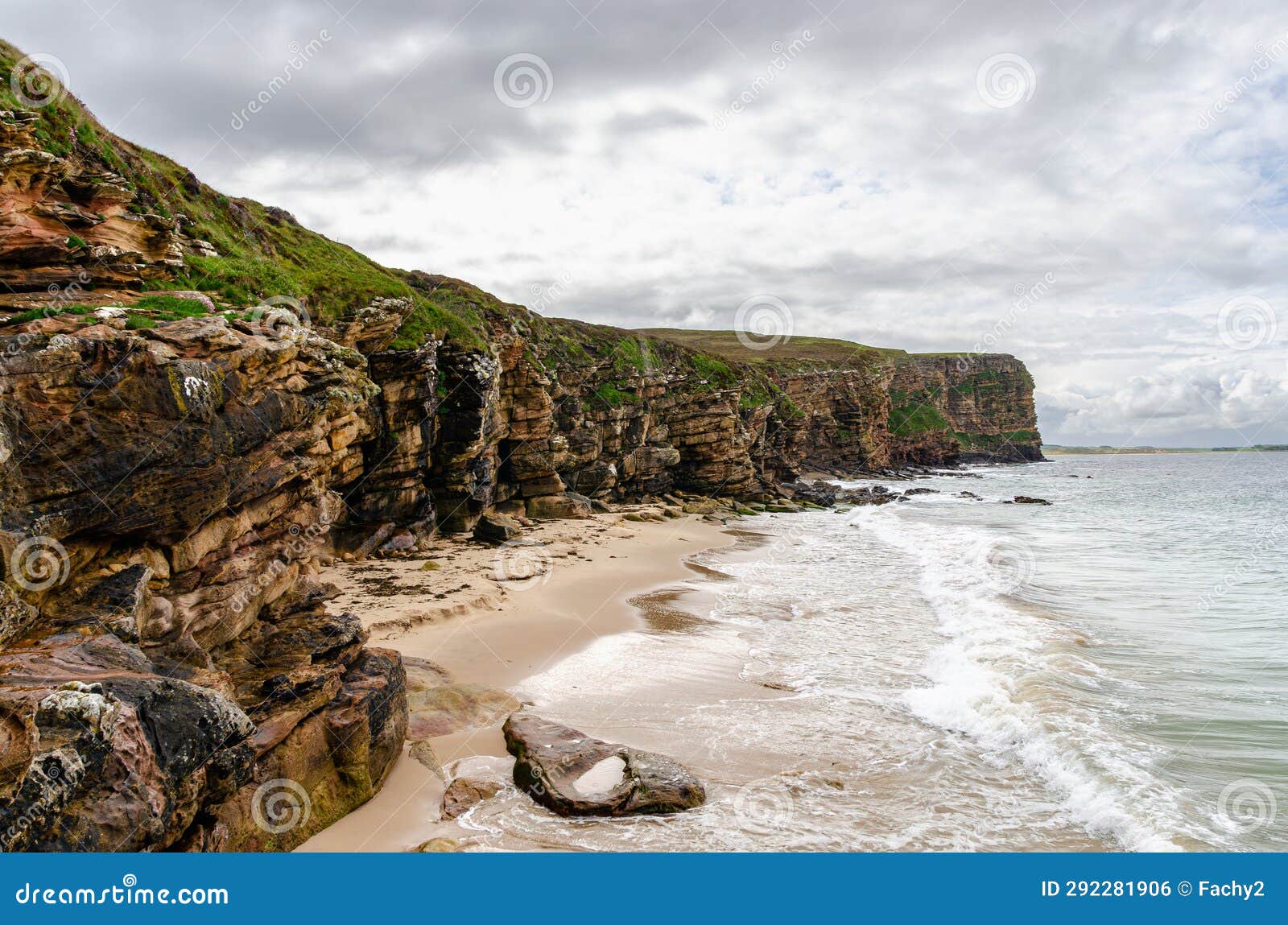 Dramatic View of Scottish Coastline with a Sandy Beach. Stock Photo ...