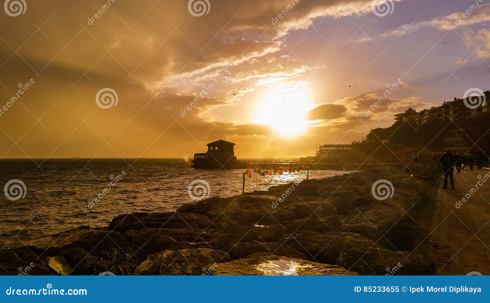 Dramatic View of Sea and Beautiful Sky in Moda, Istanbul City Editorial ...
