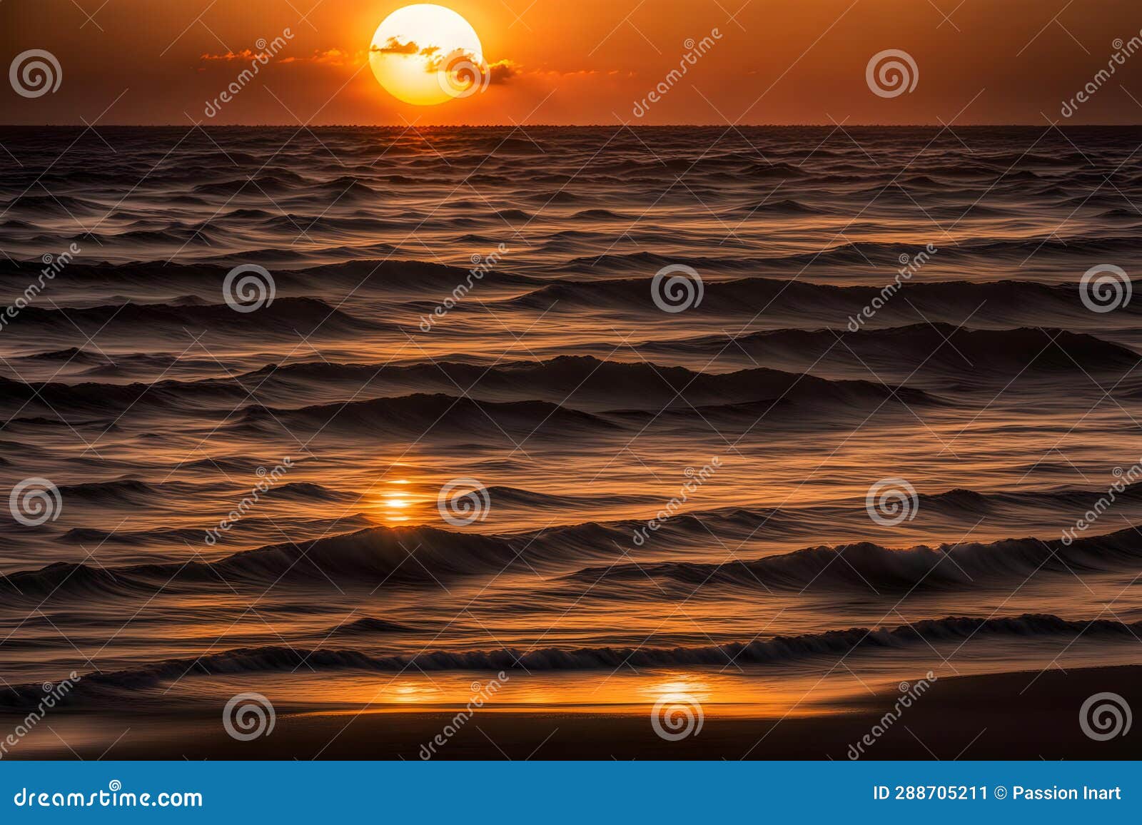 The Dramatic View of the Sun Setting Over the Sea Creates a Beautiful ...