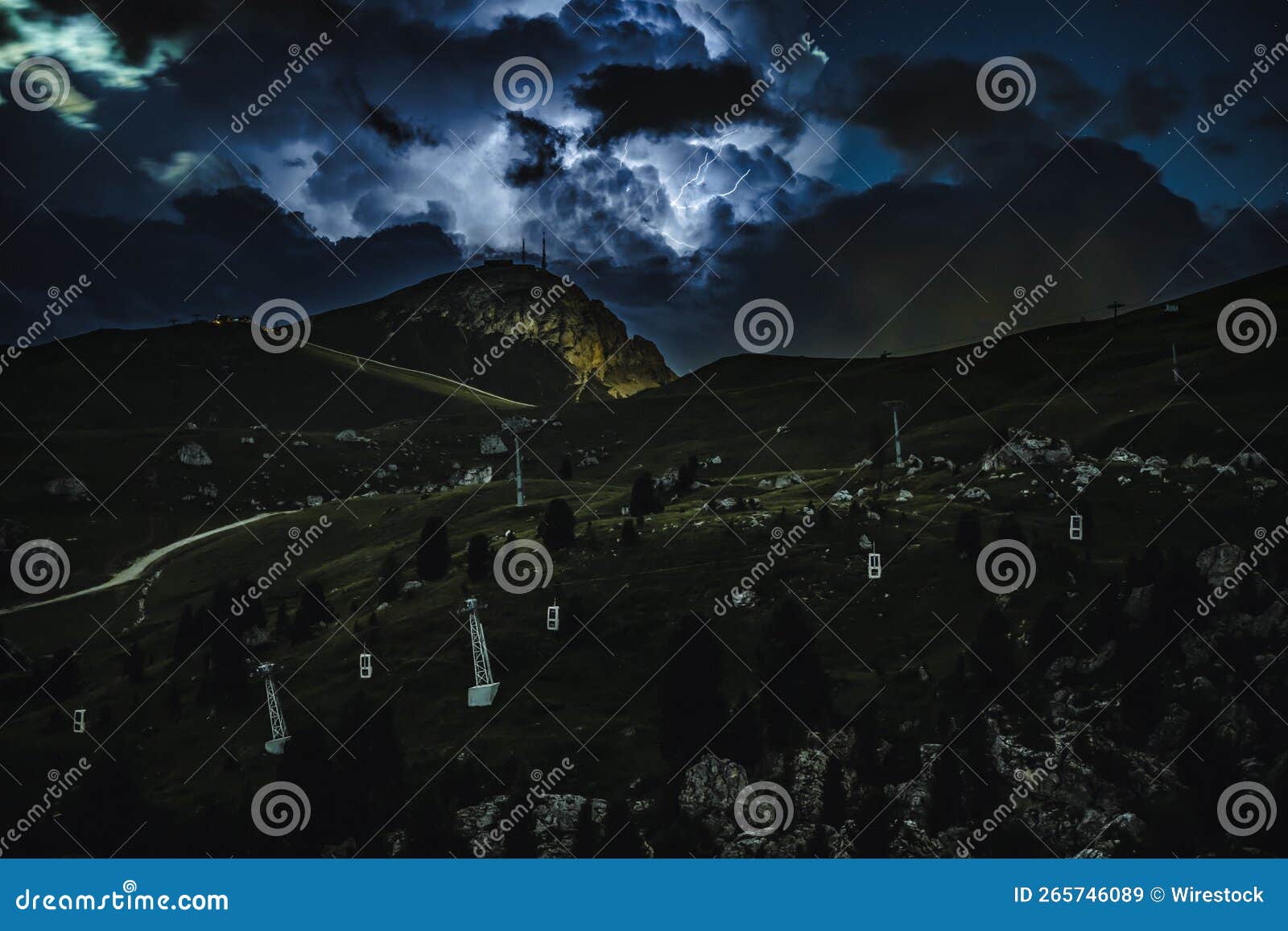 Dramatic View of a Thunderstorm in the Dolomites, Italy, at Night Stock ...