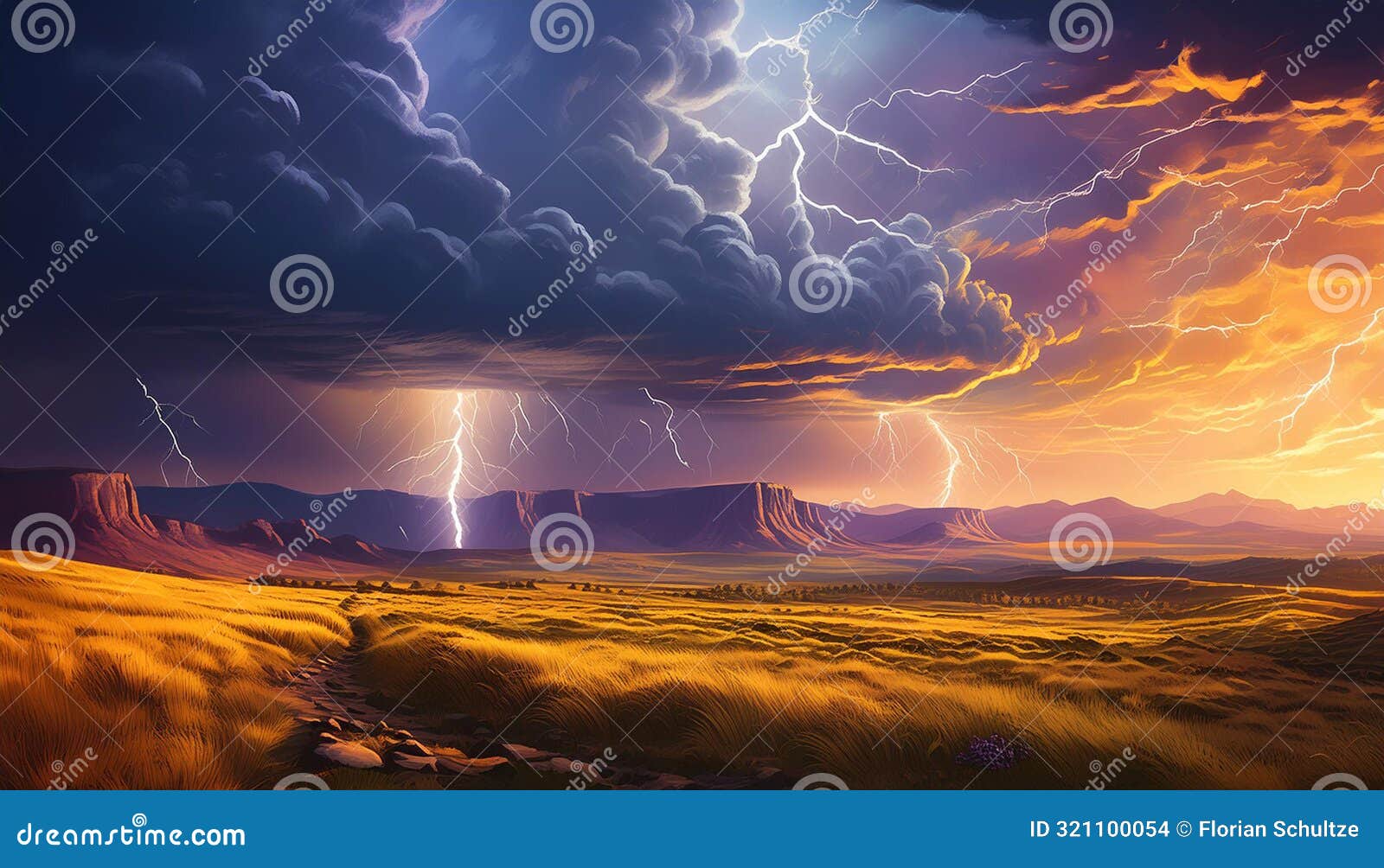 A Dramatic View of Thunderstorms Rolling in Over a Vast, Open Plain ...
