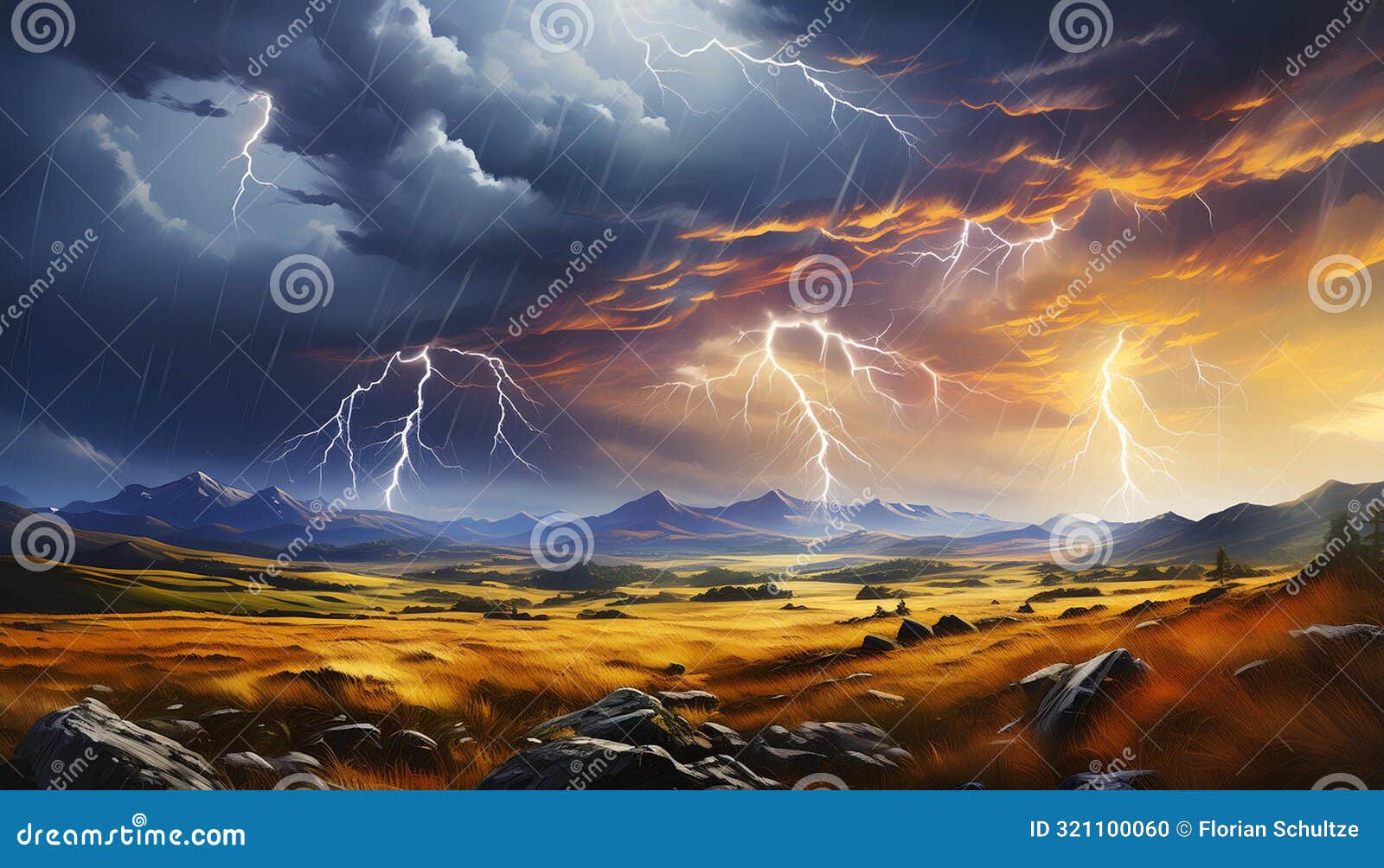 A Dramatic View of Thunderstorms Rolling in Over a Vast, Open Plain ...
