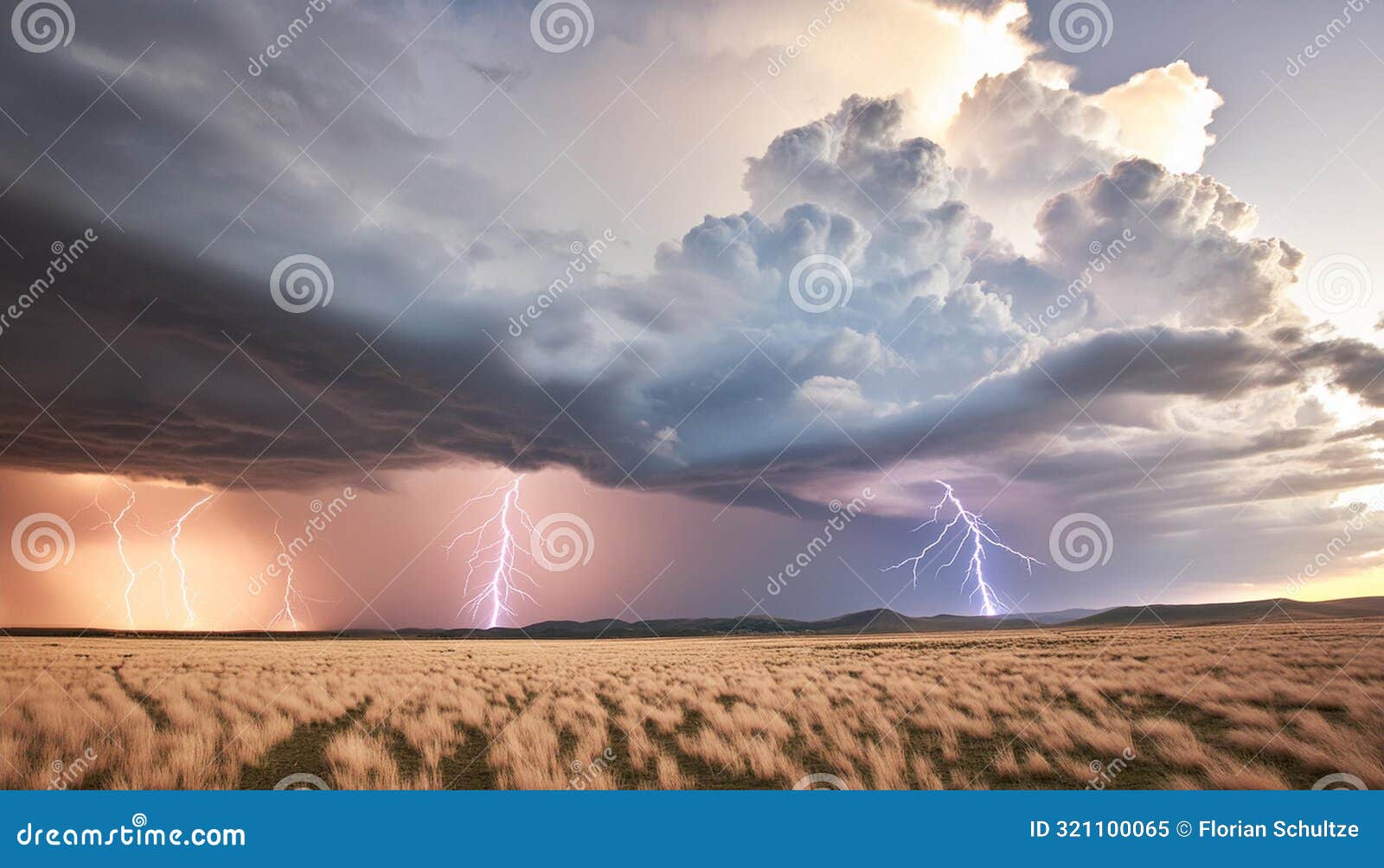 A Dramatic View of Thunderstorms Rolling in Over a Vast, Open Plain ...