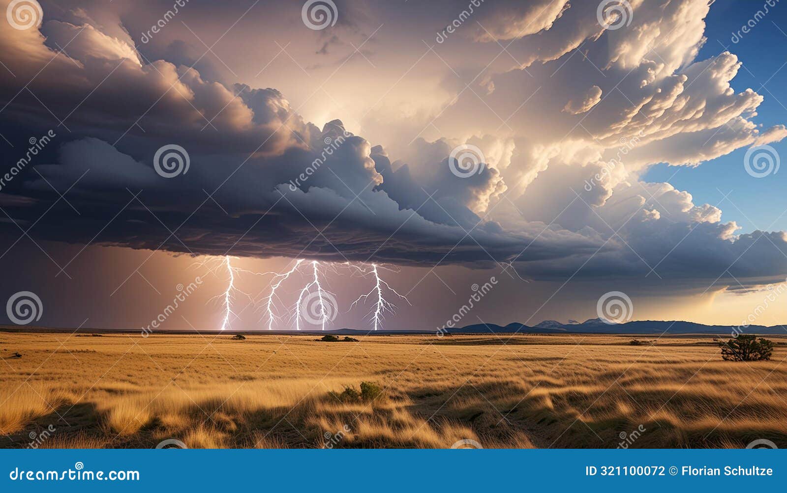 A Dramatic View of Thunderstorms Rolling in Over a Vast, Open Plain ...