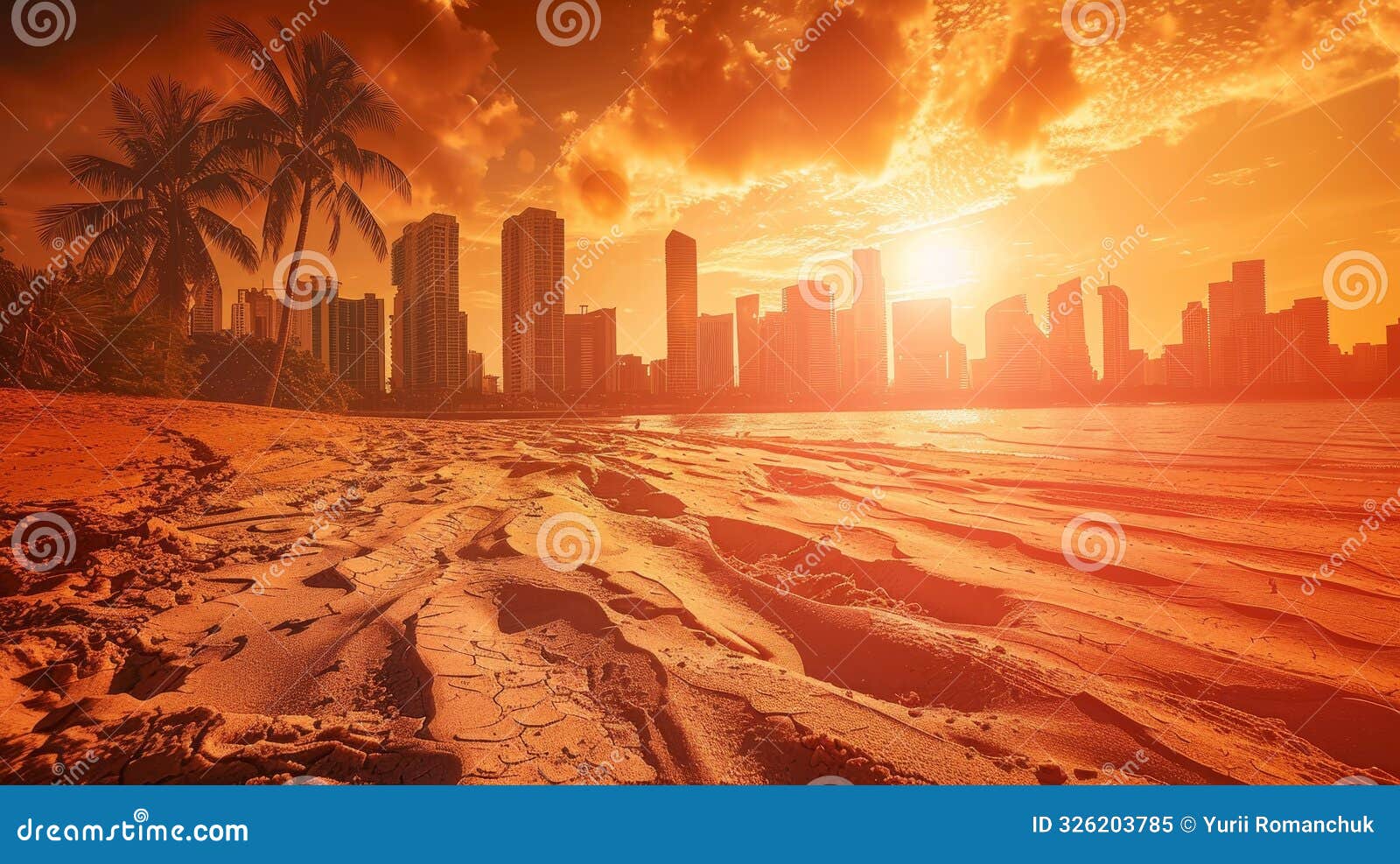 Dramatic Visual of Global Warming Impact with Intense Heat Concept in ...