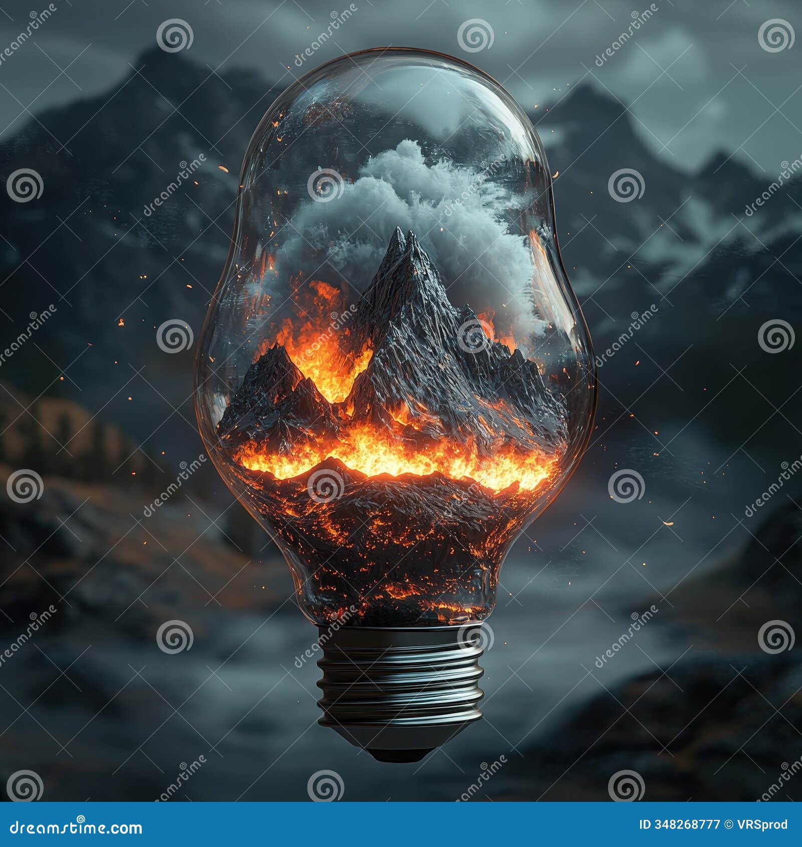 Volcanic Eruption Captured Inside a Light Bulb Stock Image - Image of ...