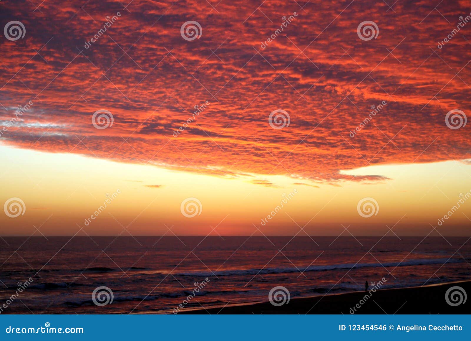 Dramatic Volcanic Crimson Sunset Over Pacific Ocean Stock Photo - Image ...