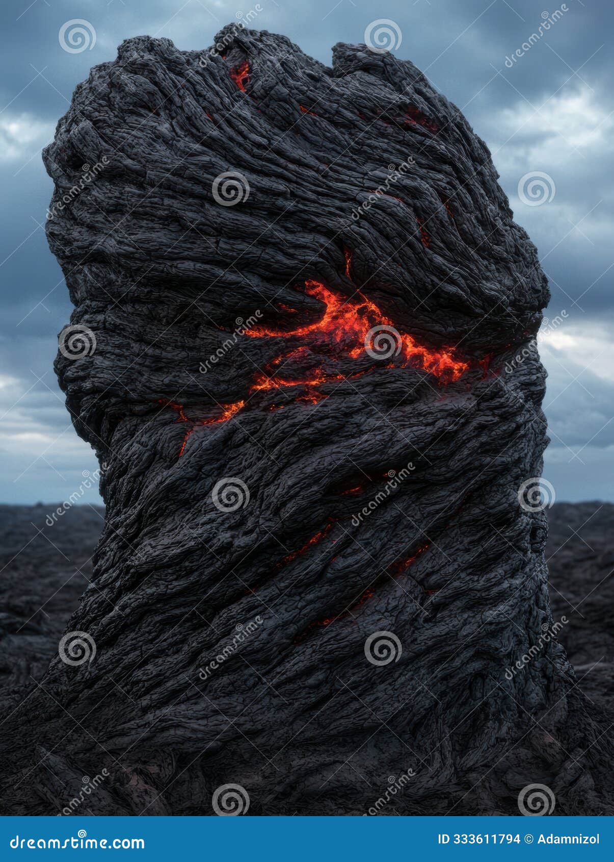 Dramatic Volcanic Eruption with Glowing Lava Stock Illustration ...