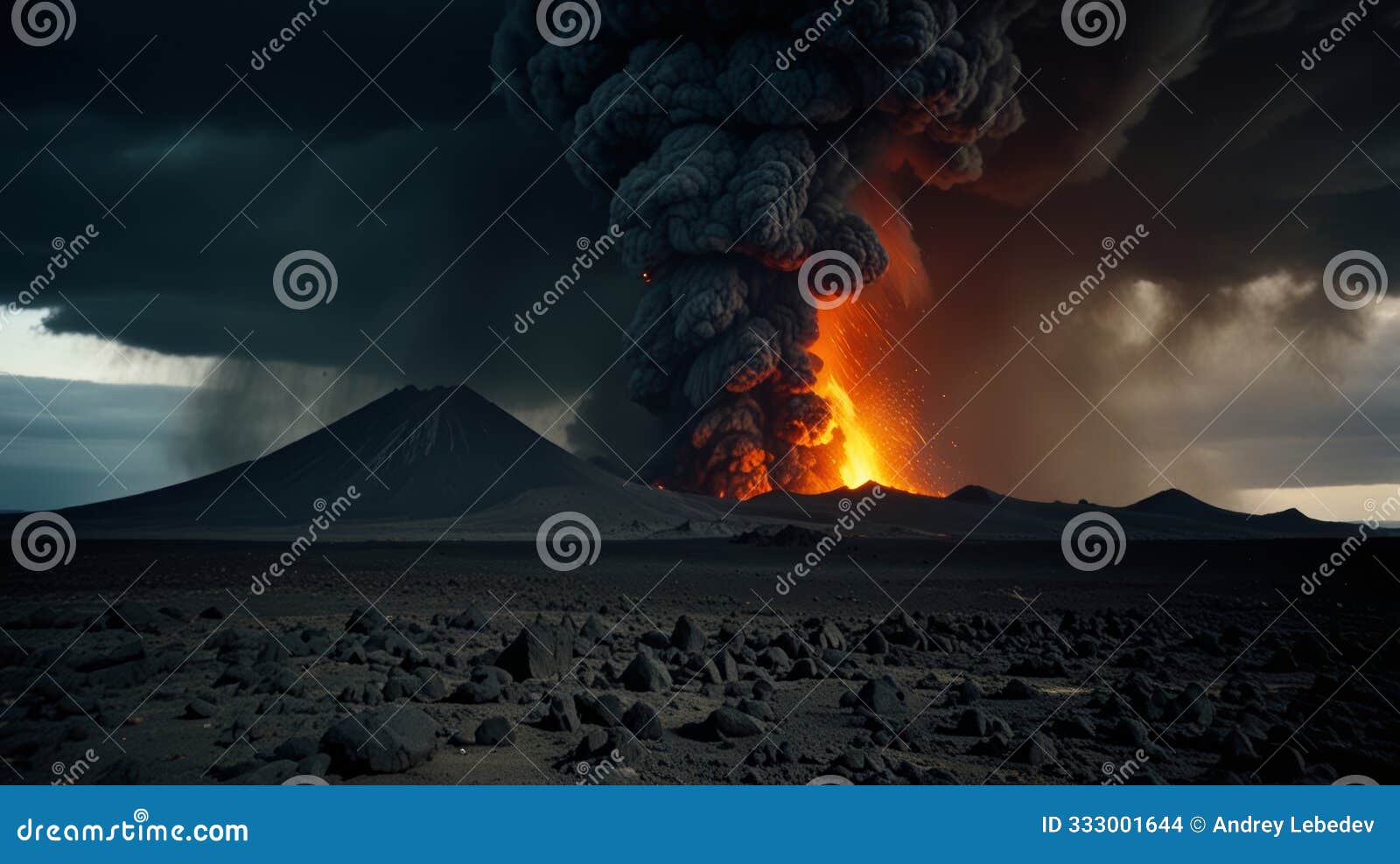 Dramatic Volcanic Eruption with Molten Lava Flows Capturing Intense ...