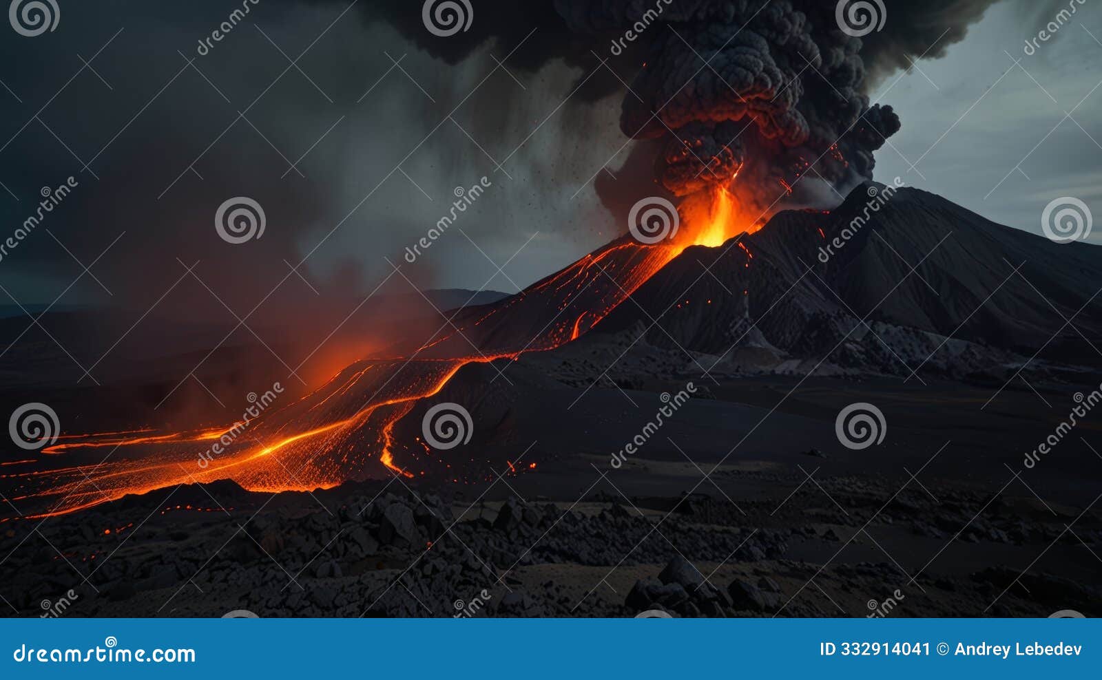 Dramatic Volcanic Eruption with Molten Lava Flows Capturing Intense ...