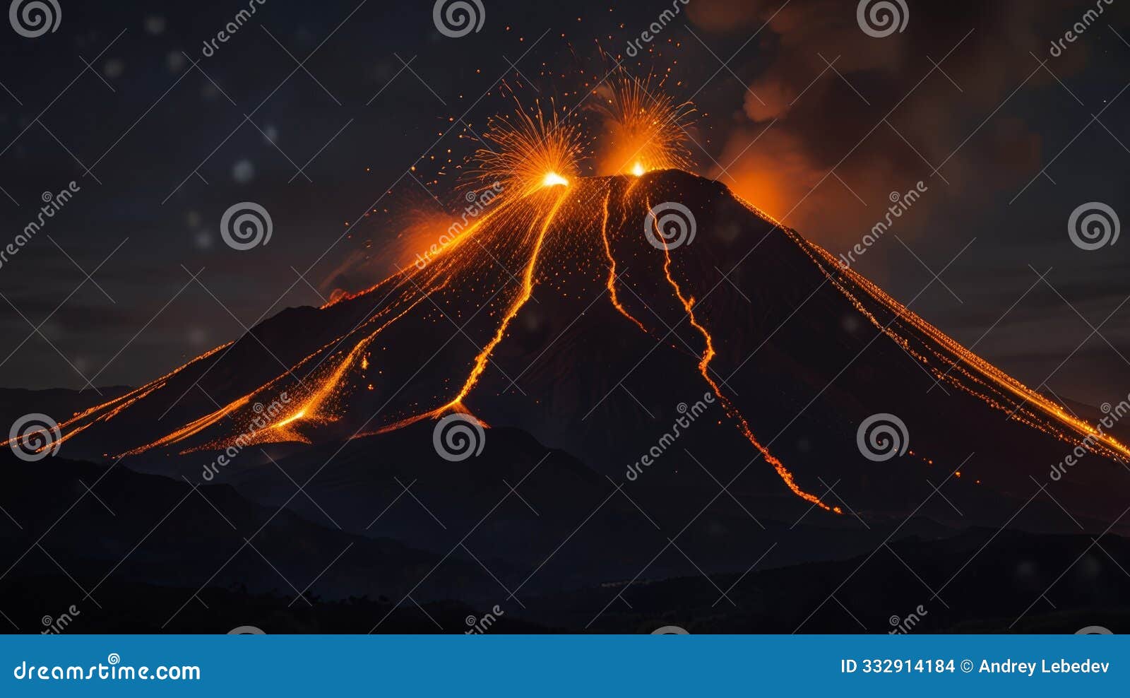 Dramatic Volcanic Eruption with Molten Lava Flows Capturing Intense ...