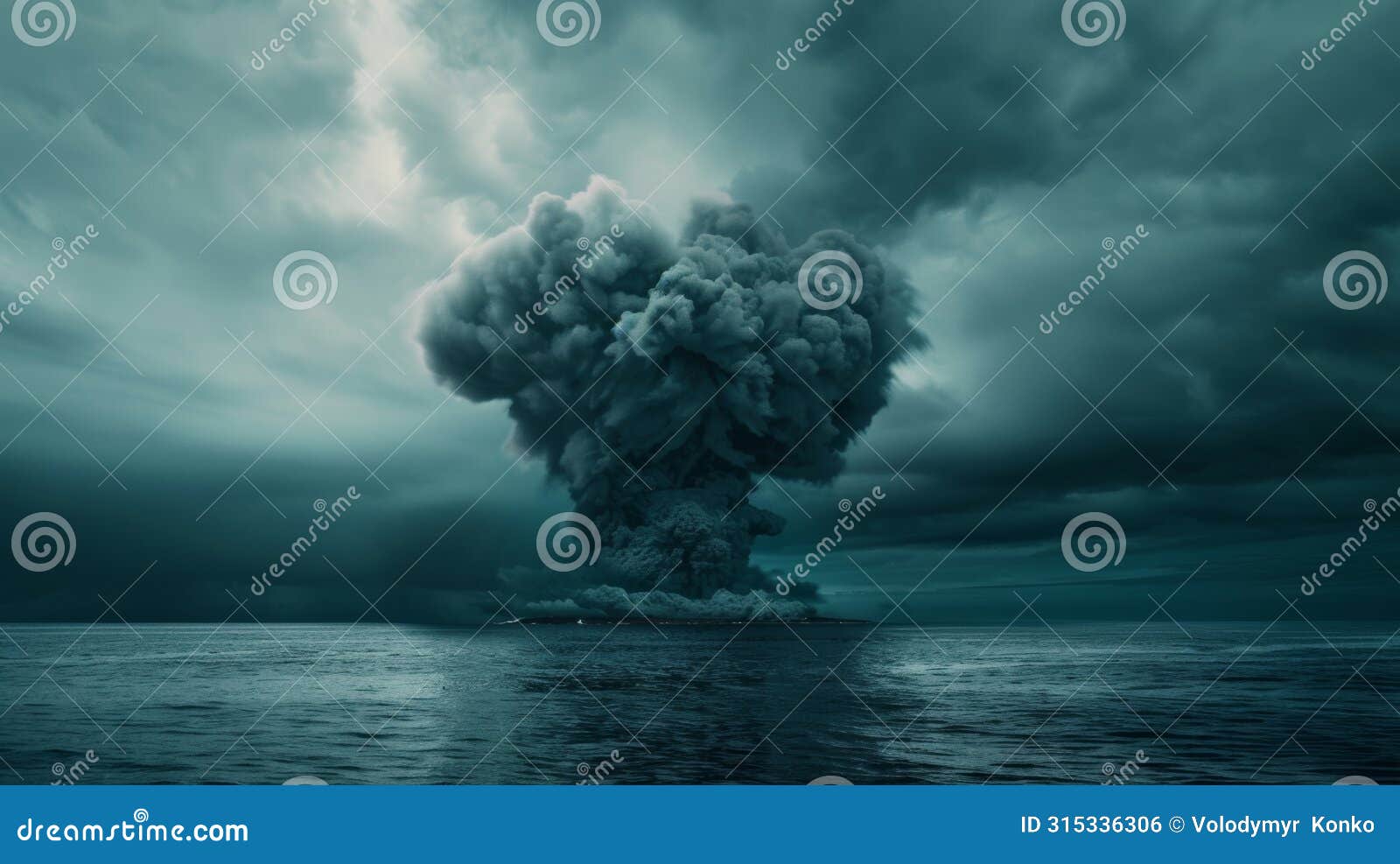 Dramatic Volcanic Eruption Over the Ocean Stock Photo - Image of ...