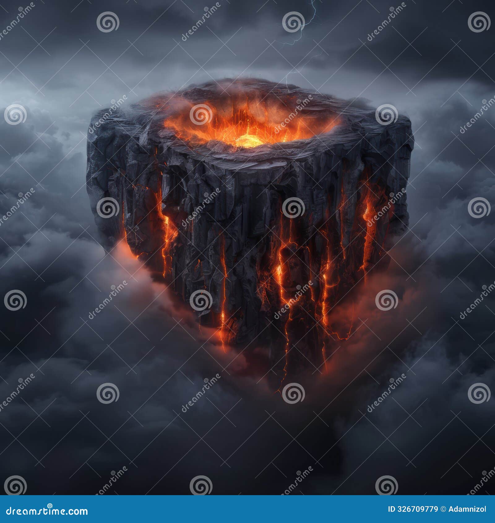 A Dramatic Volcanic Crater Surrounded By Lush Green Vegetation And ...