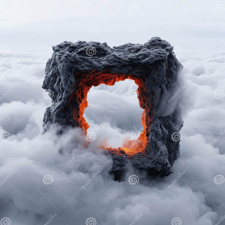 Dramatic Volcanic Landscape with Fiery Core Stock Illustration ...