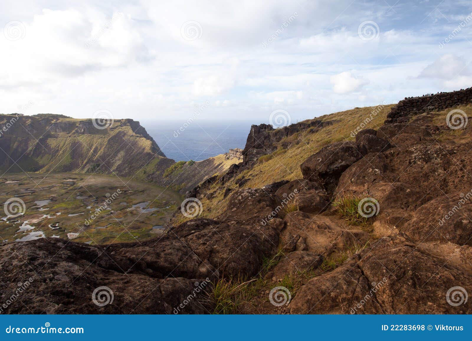 Dramatic Volcano Crater Near Orongo Easter Island Stock Photo - Image ...