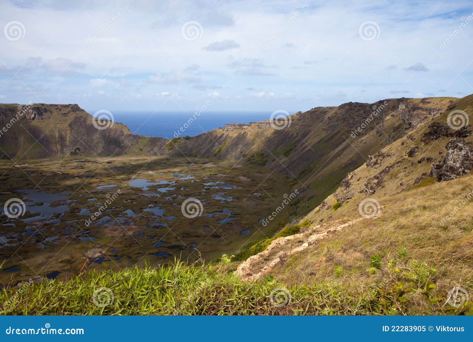 Dramatic Volcano Crater Near Orongo, Easter Island Stock Image - Image ...