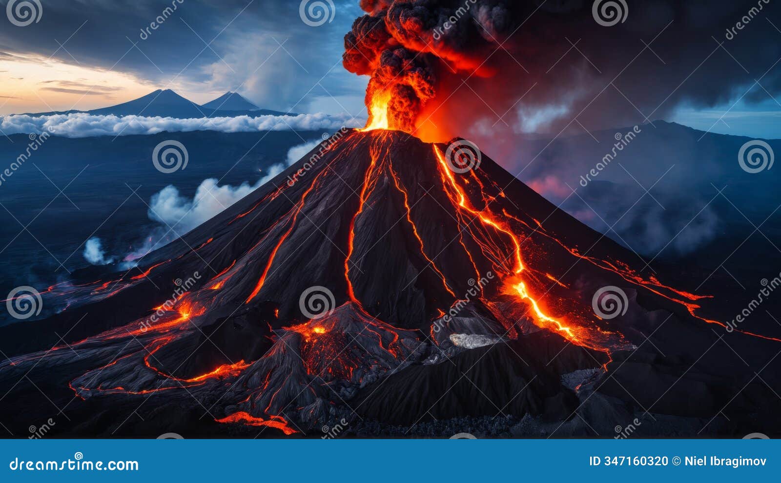 Volcano Eruption,lava Lake,landscape Stock Illustration | CartoonDealer ...