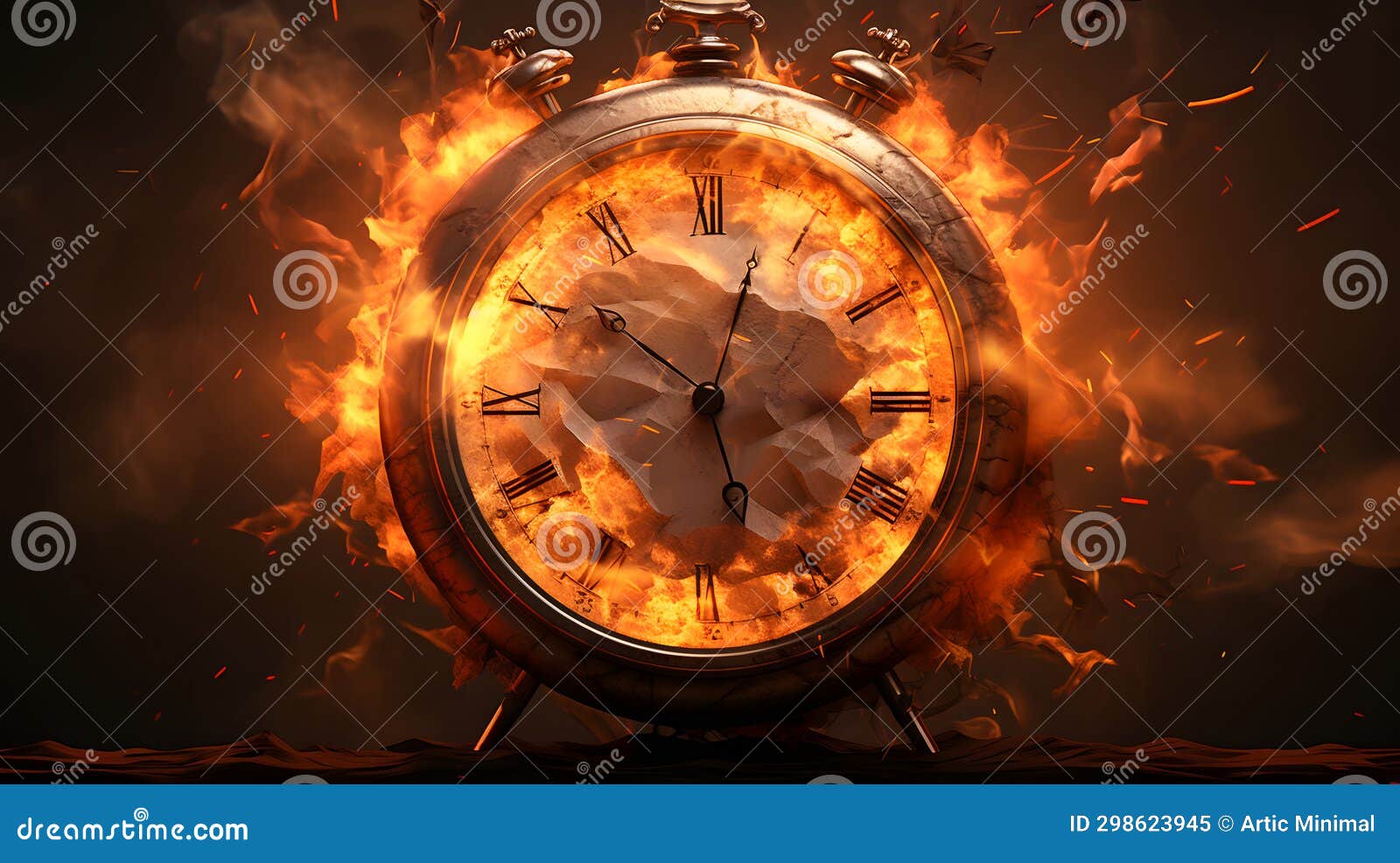 Dramatic Wallpaper With A Burned Alarm Clock Royalty-Free Stock Photo ...
