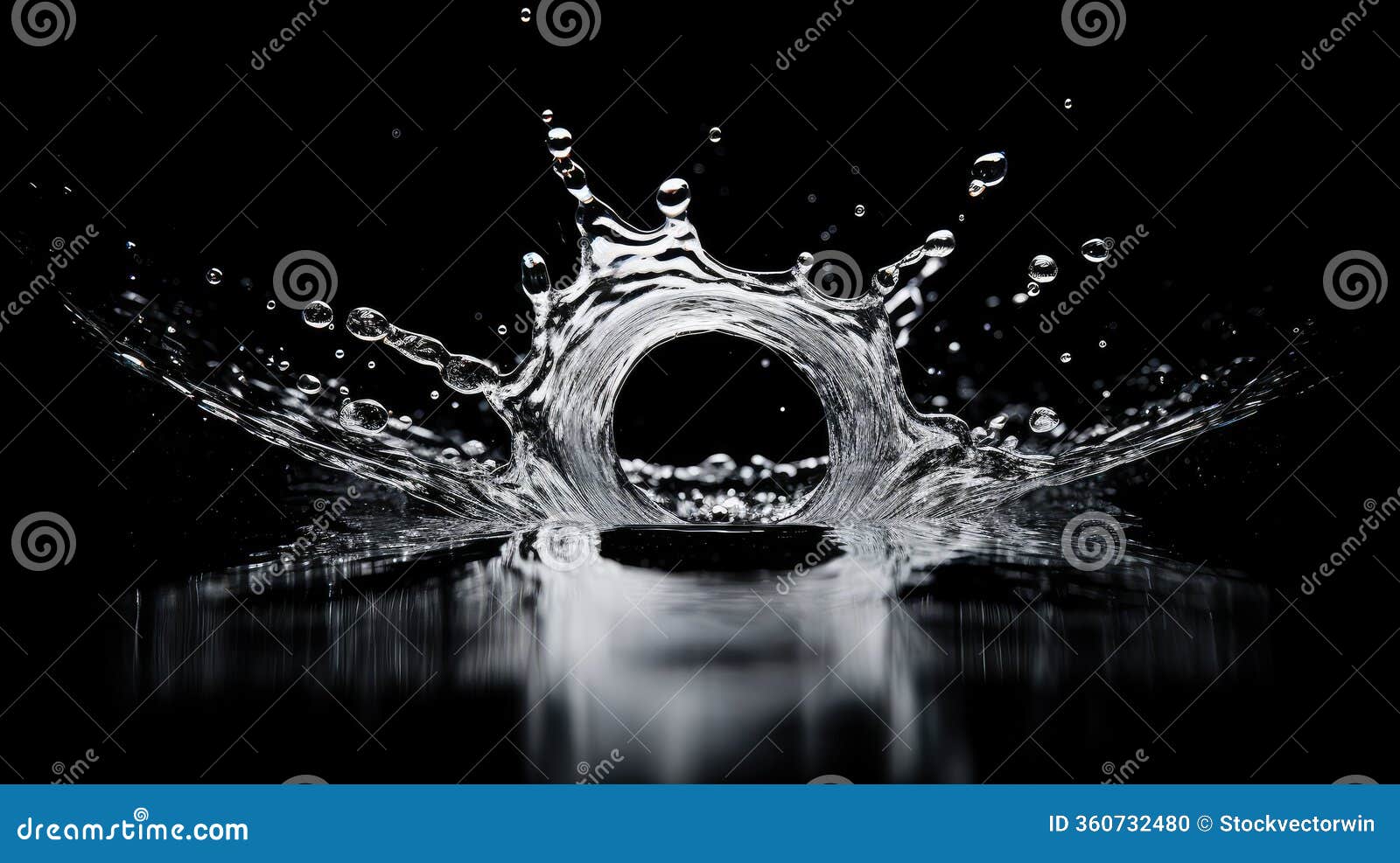 Dramatic Water Splash on Black Background Stock Illustration ...