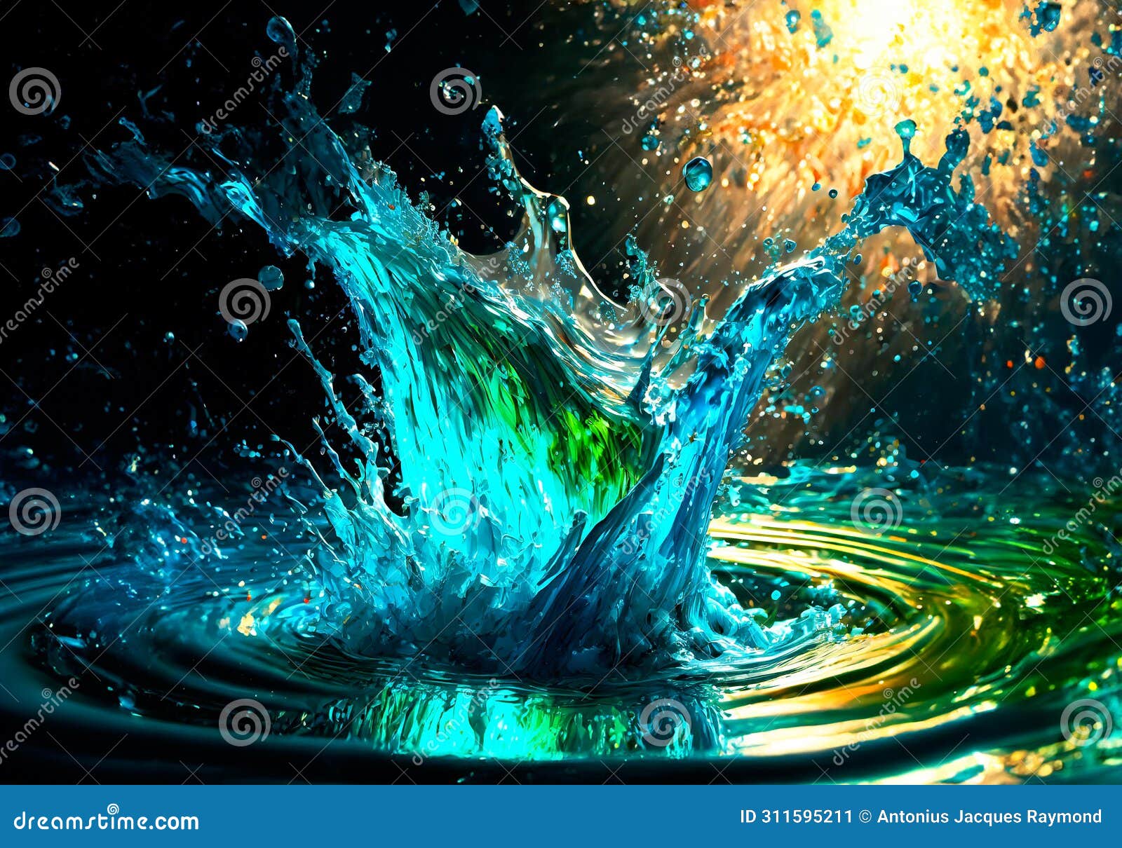 Dramatic Water Splash Realistic Illustration Stock Illustration ...