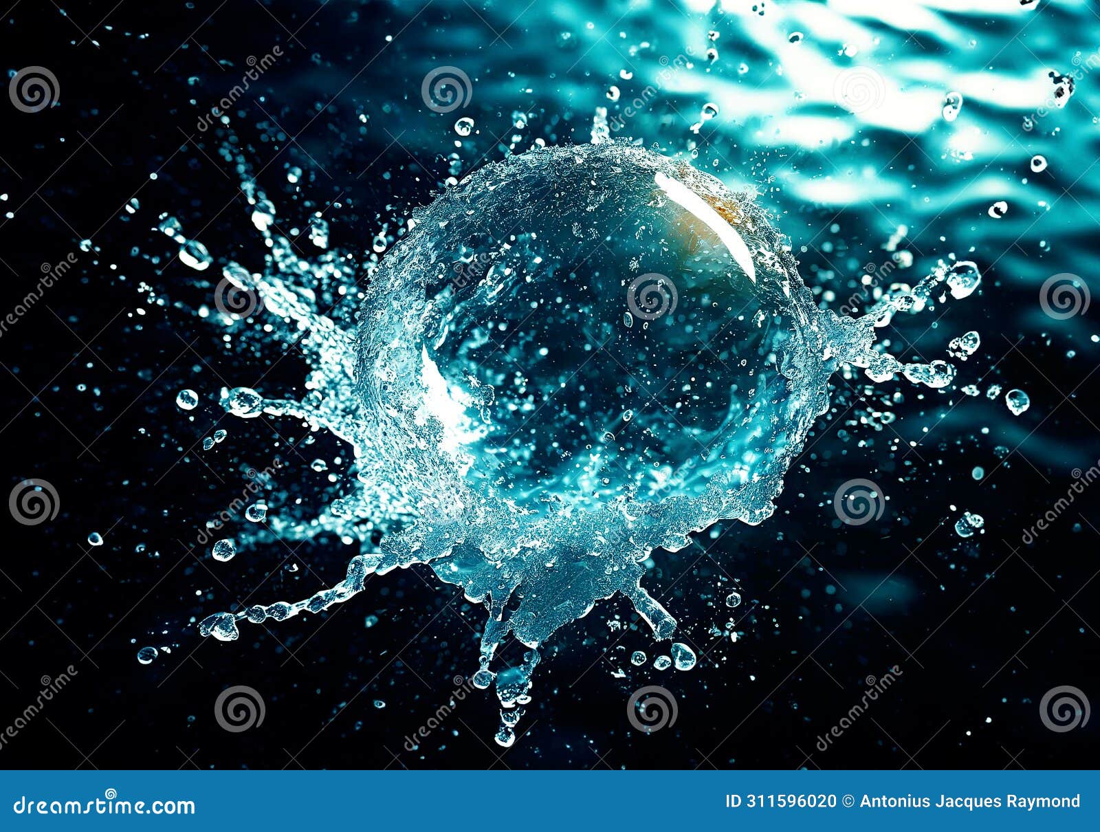 Dramatic Water Splash Top View with Splash and Air Bubble Realistic ...