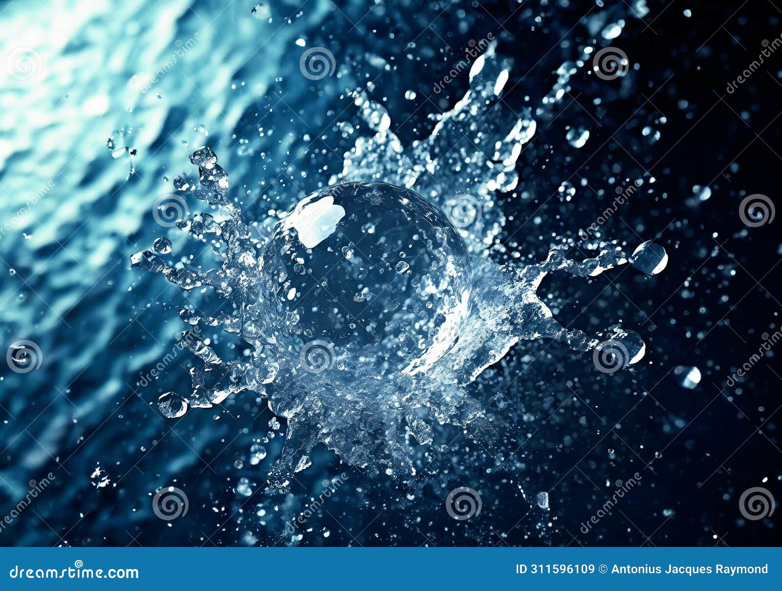 Dramatic Water Splash Top View with Splash and Air Bubble Realistic ...