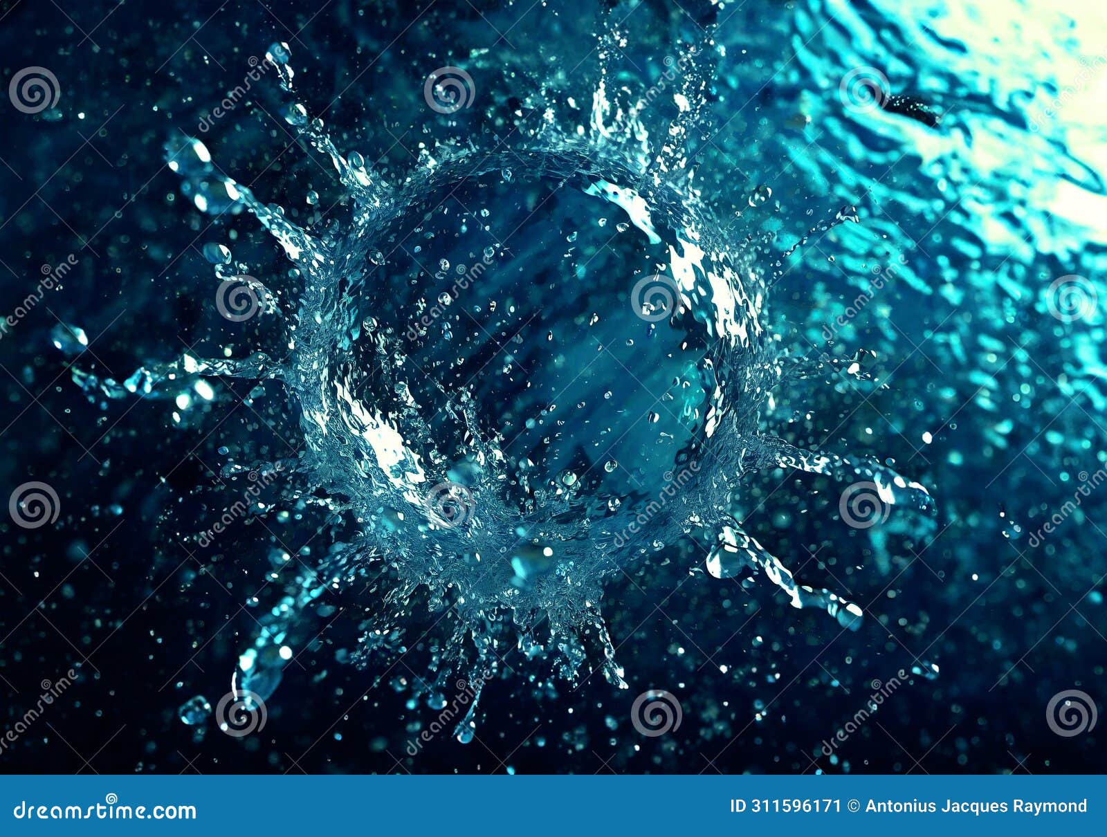 Dramatic Water Splash Top View with Splash and Air Bubble Realistic ...