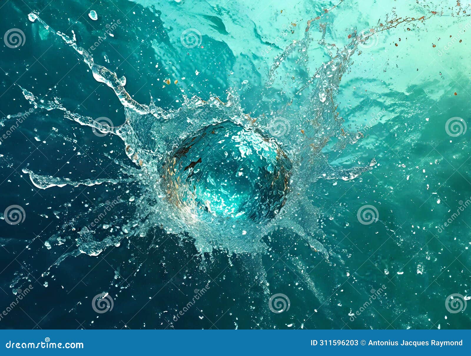 Dramatic Water Splash Top View with Splash and Air Bubble Realistic ...