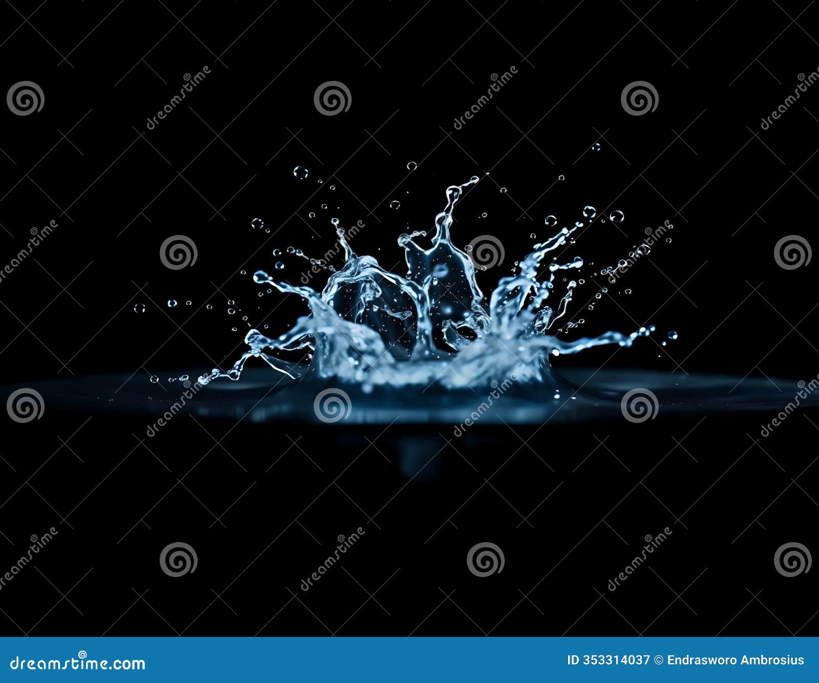 Dramatic Water Splashing, Creating Ripples on Dark Background Stock ...