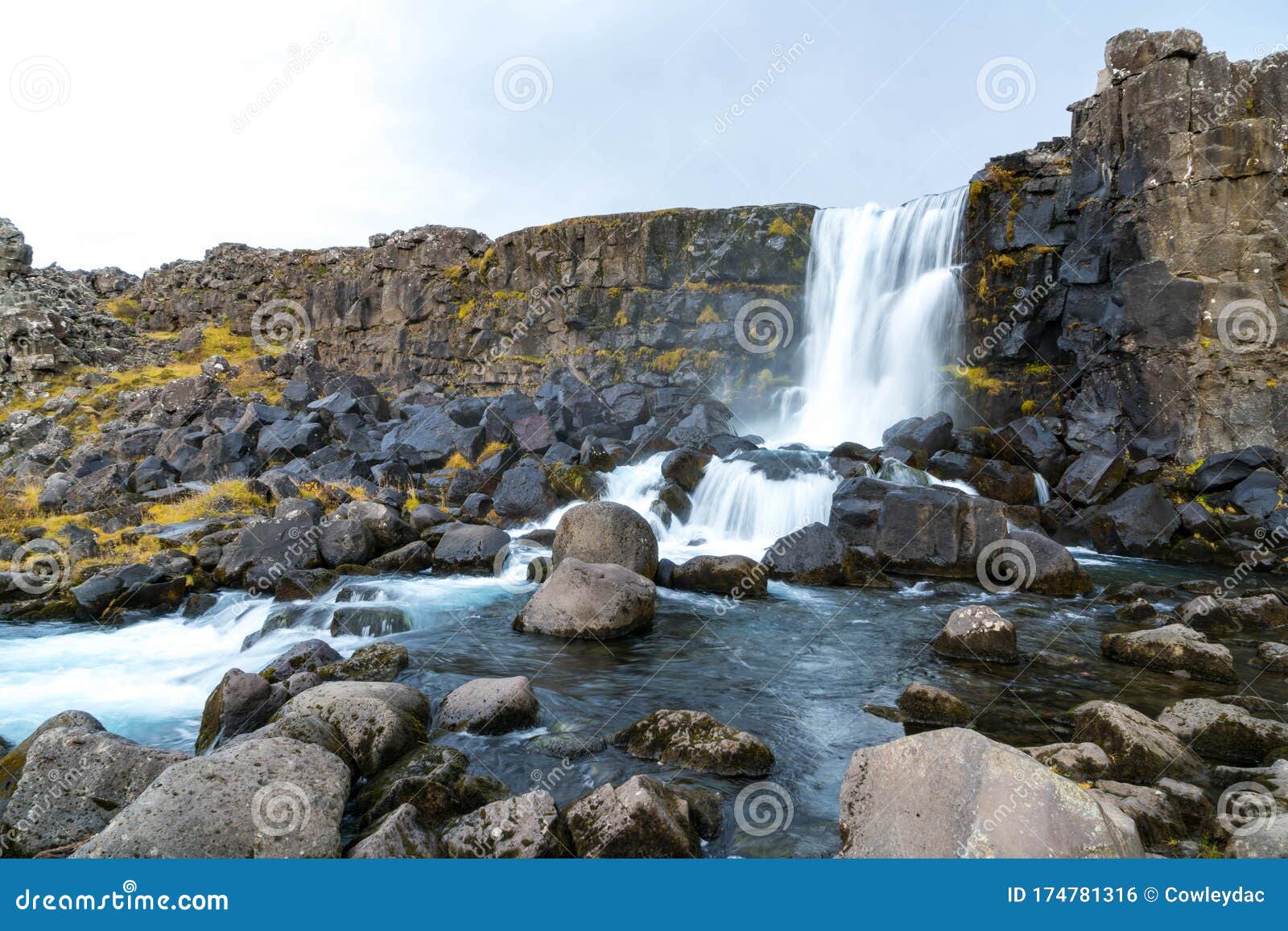 Dramatic Waterfall in Iceland Stock Photo - Image of scenic, landmark ...